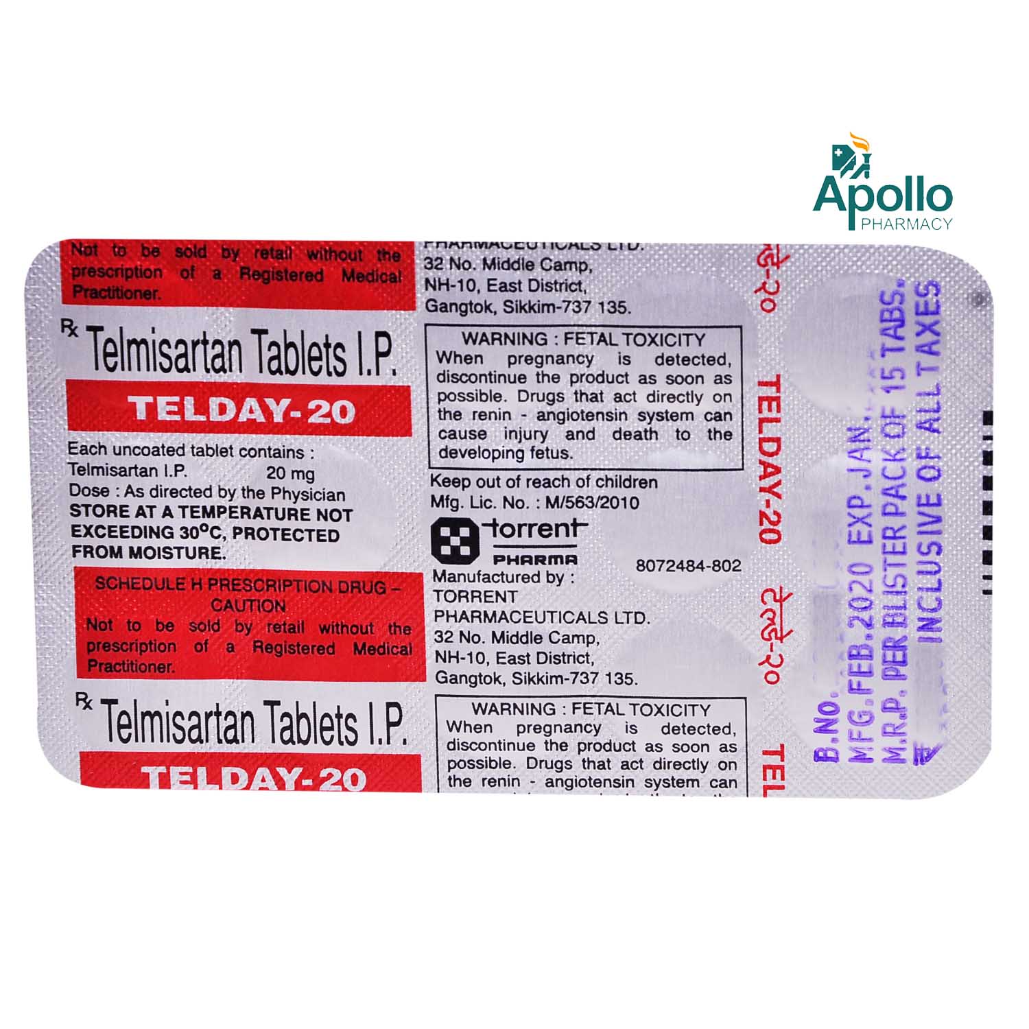Telday-20 Tablet 15's Price, Uses, Side Effects, Composition - Apollo ...