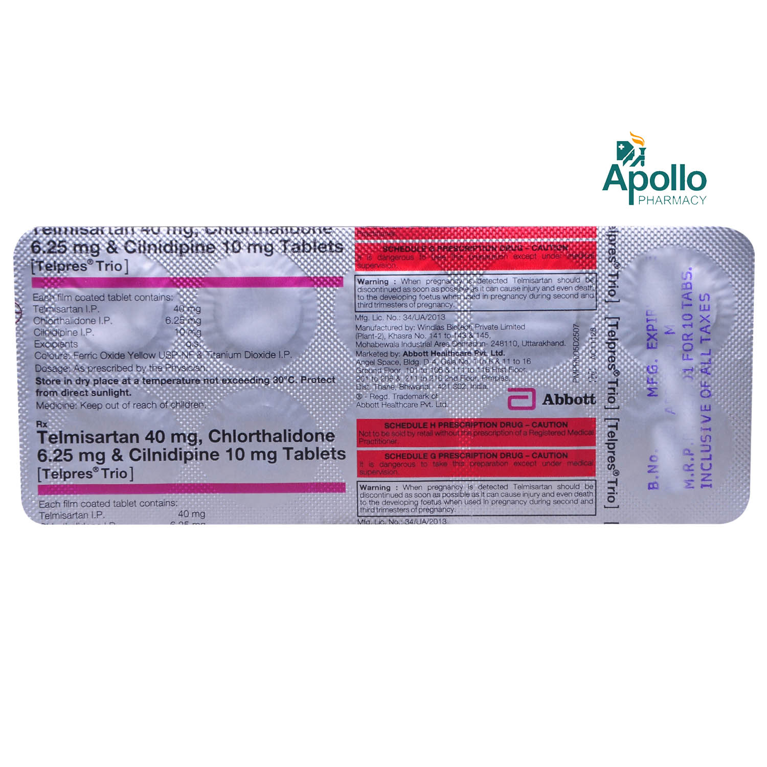 TELPRES TRIO TABLET 10'S Price, Uses, Side Effects, Composition ...