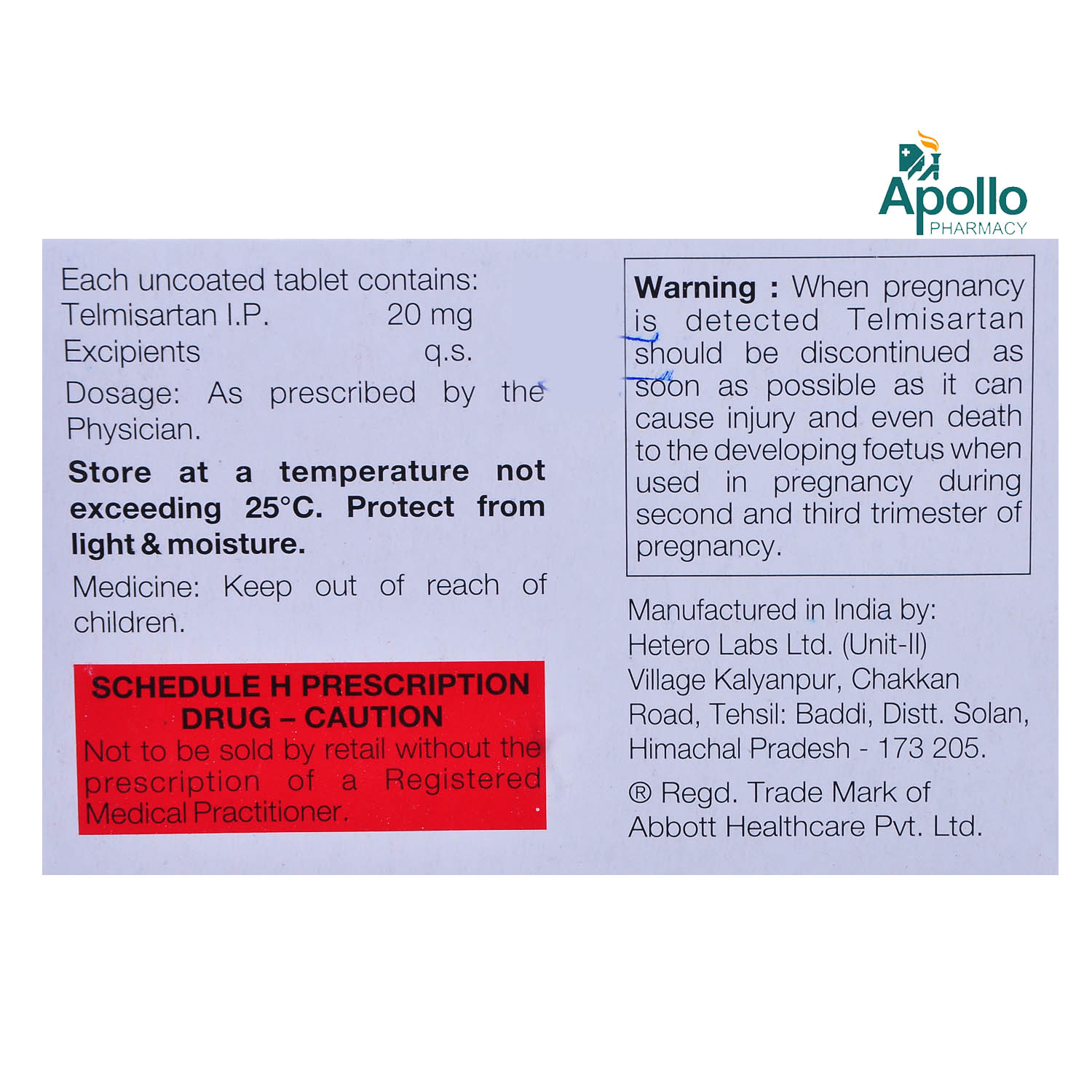 Telpres 20 Tablet 15's Price, Uses, Side Effects, Composition - Apollo ...