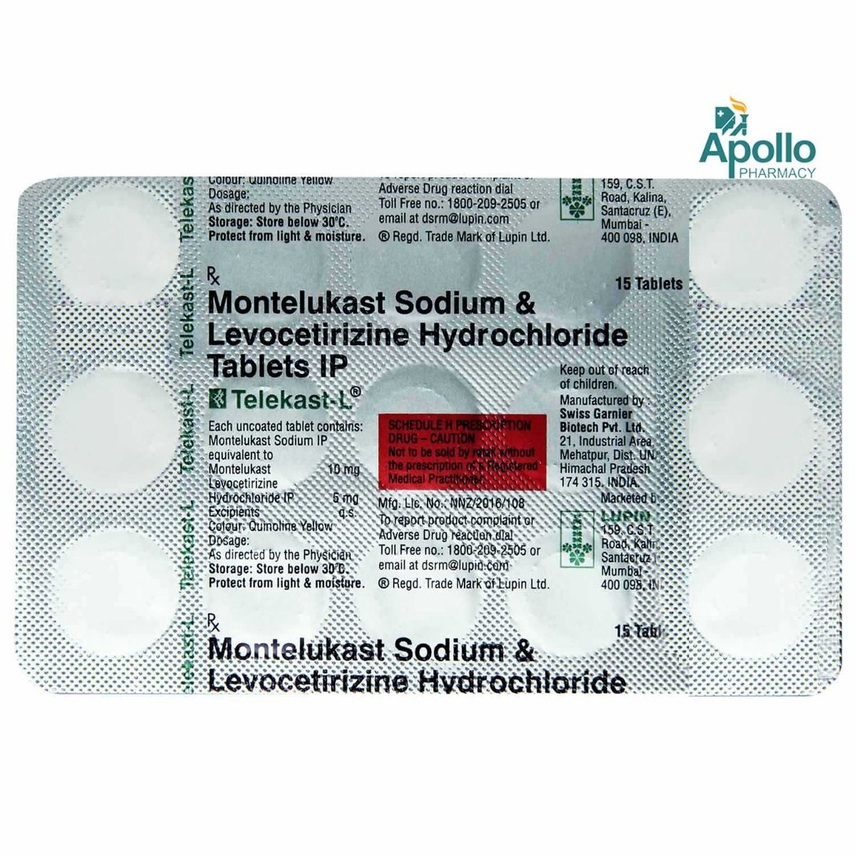 Telekast-L Tablet 15's Price, Uses, Side Effects, Composition - Apollo ...