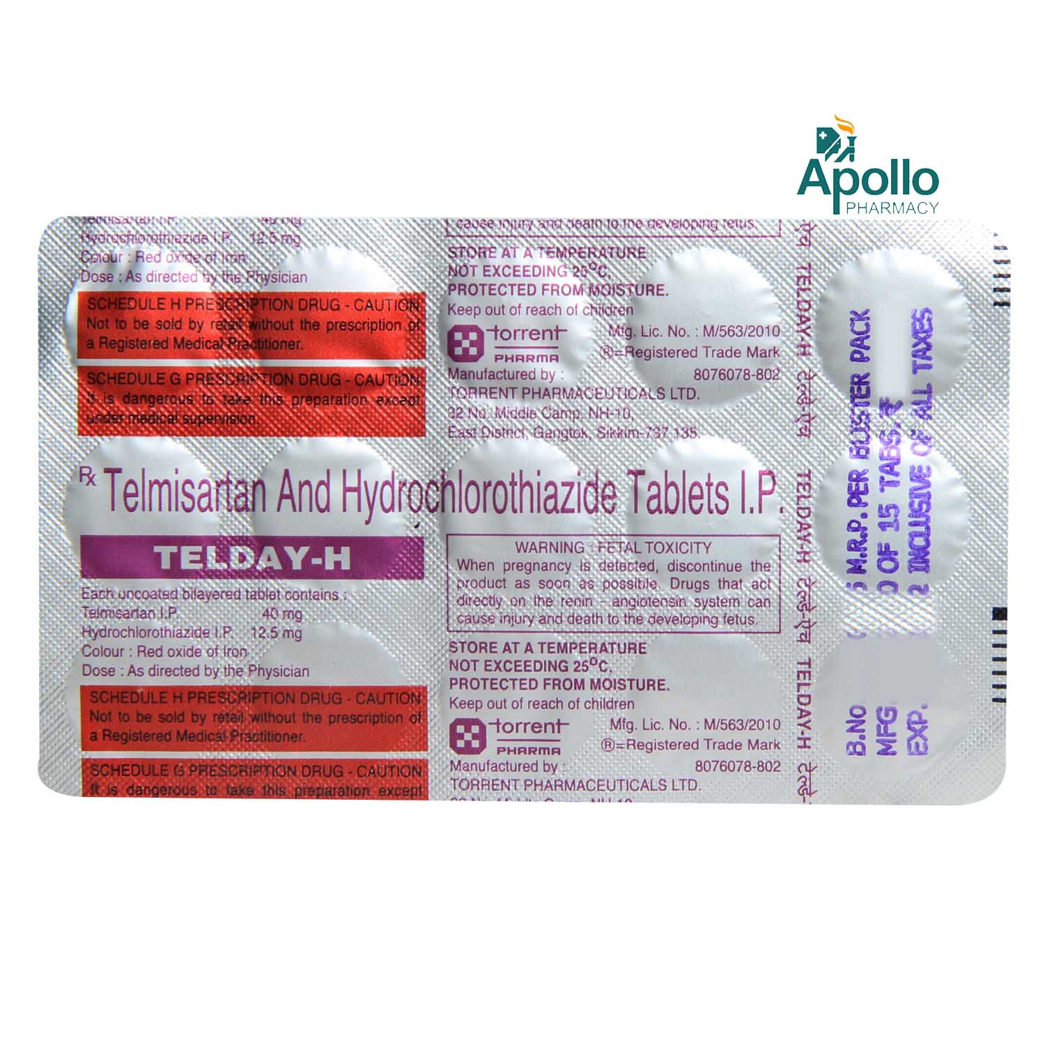 Telday-H Tablet 15's Price, Uses, Side Effects, Composition - Apollo ...