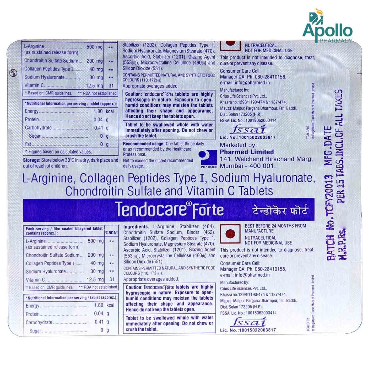 Tendocare Forte Tablet 15's Price, Uses, Side Effects, Composition ...