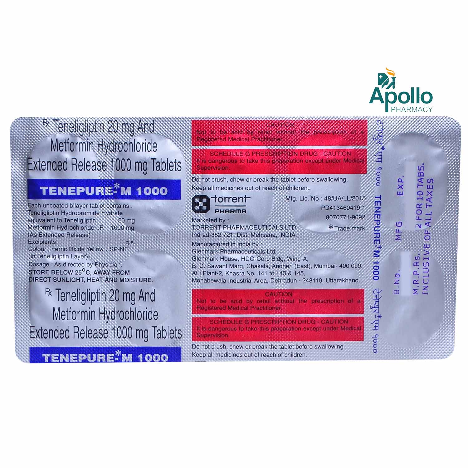 Tenepure-M 1000 Tablet 10's Price, Uses, Side Effects, Composition ...