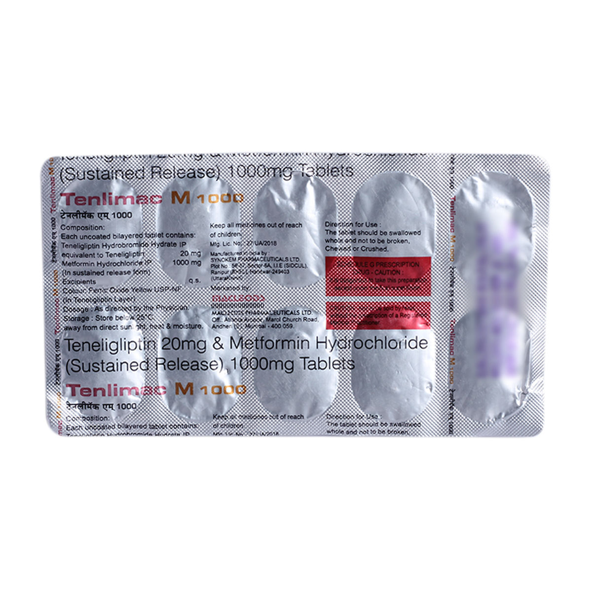 Tenlimac M 1000 Tablet 10's Price, Uses, Side Effects, Composition ...