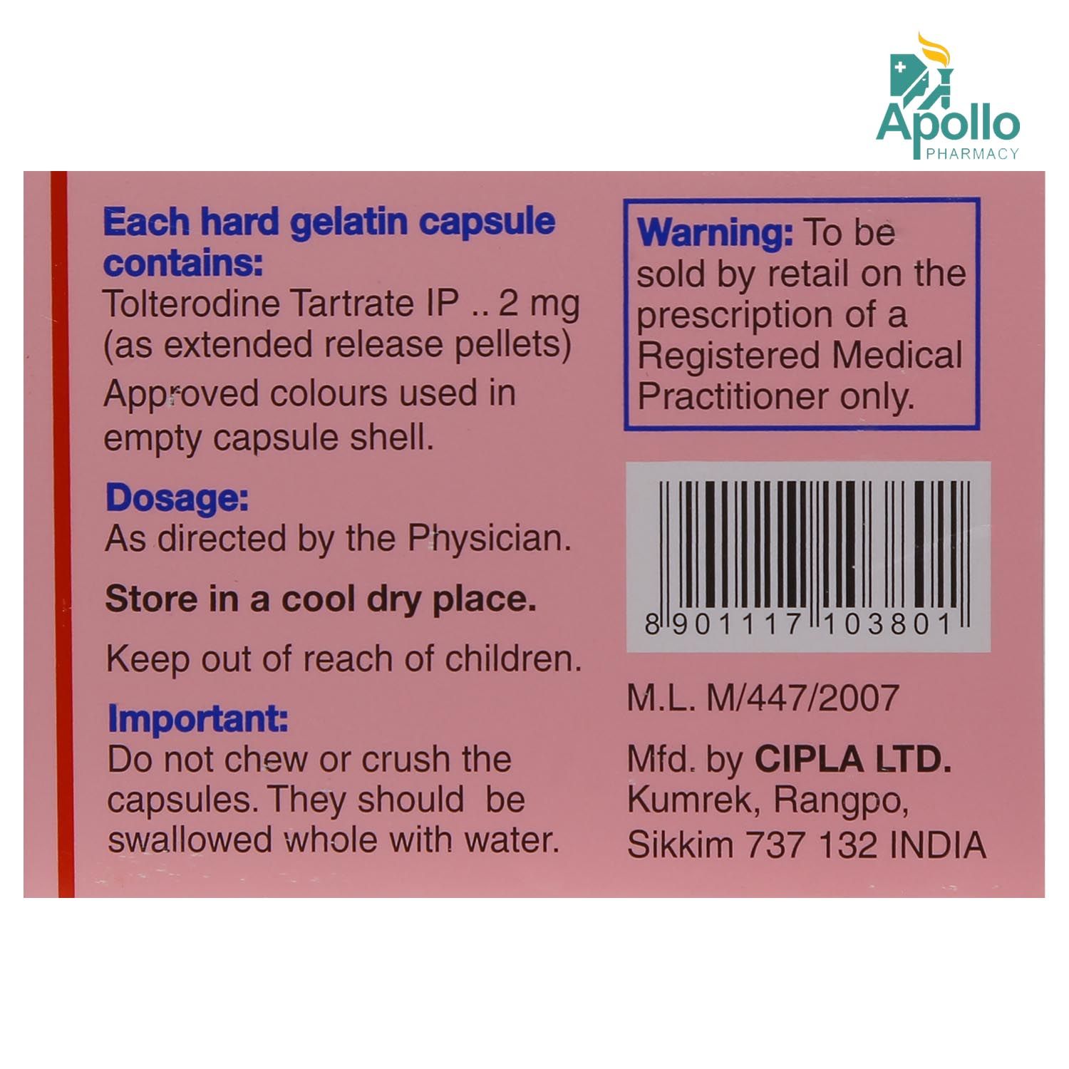 Terol LA-2 Capsule 10's Price, Uses, Side Effects, Composition - Apollo ...