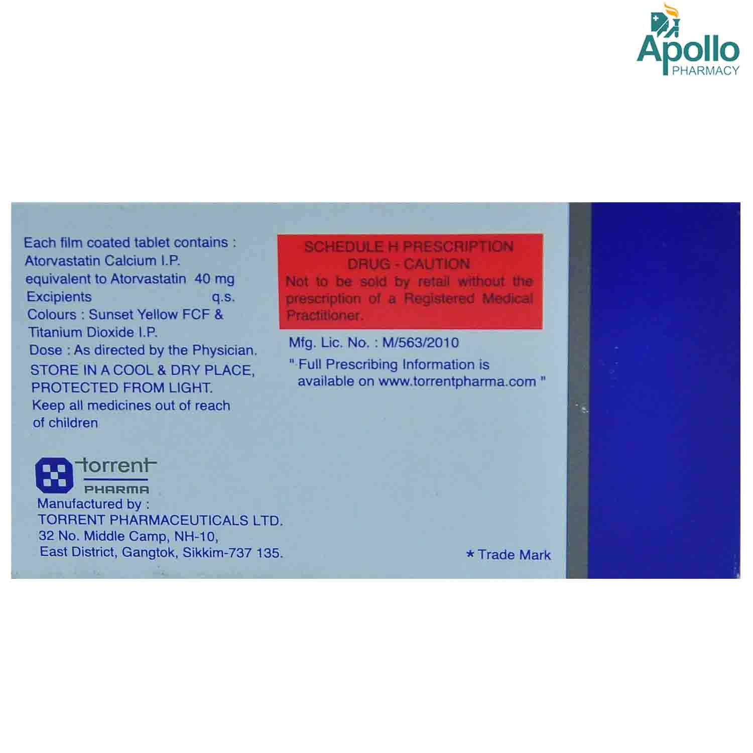 TGTOR 40MG TABLET Price, Uses, Side Effects, Composition - Apollo Pharmacy
