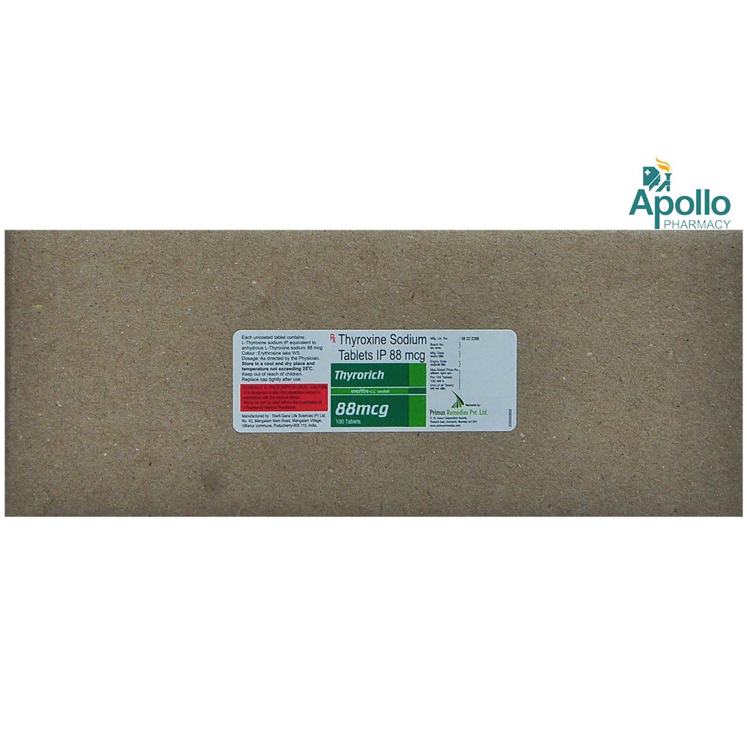 Thyrorich 88 mcg Tablet 100's Price, Uses, Side Effects, Composition ...
