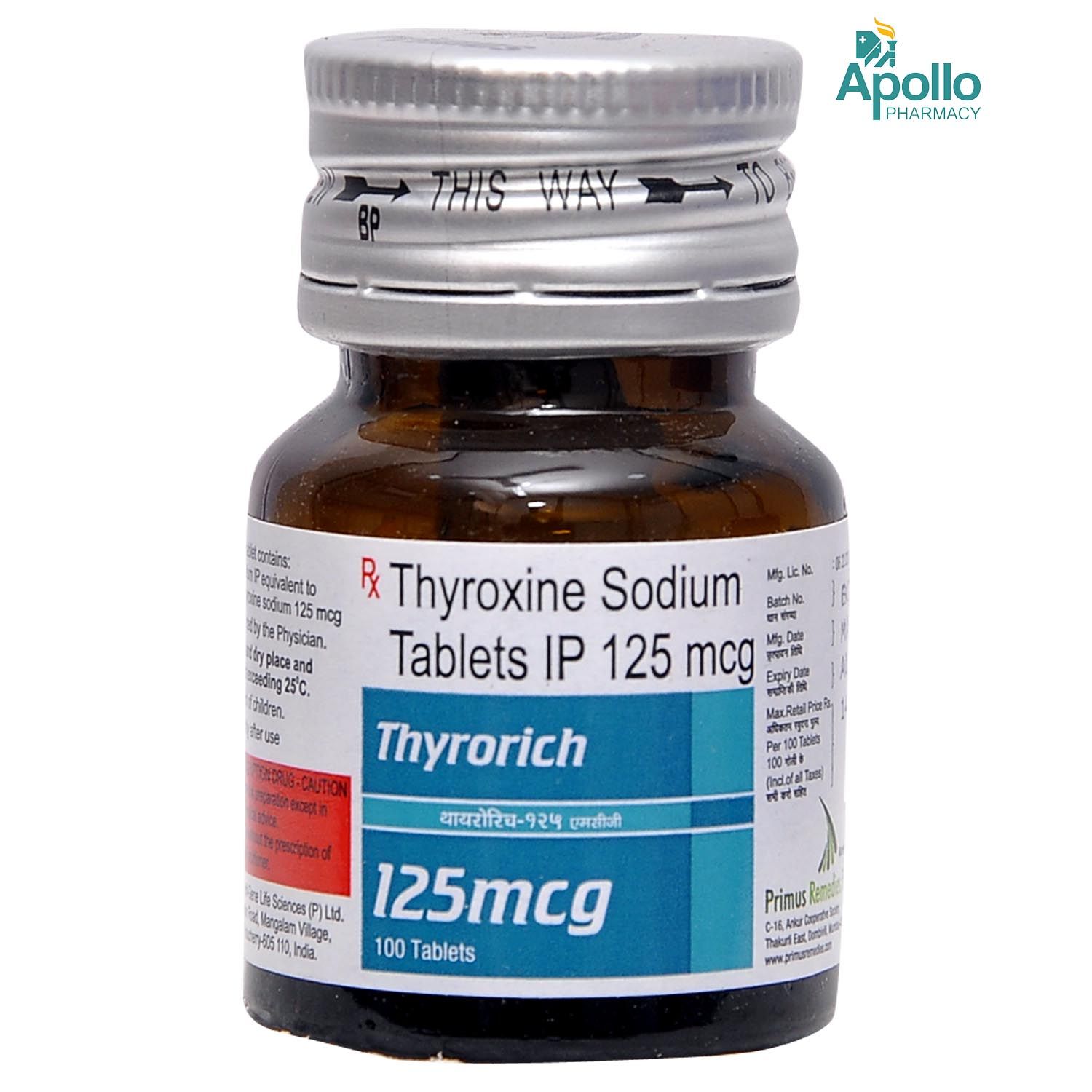 Thyrorich 125 mg Tablet 100's Price, Uses, Side Effects, Composition ...