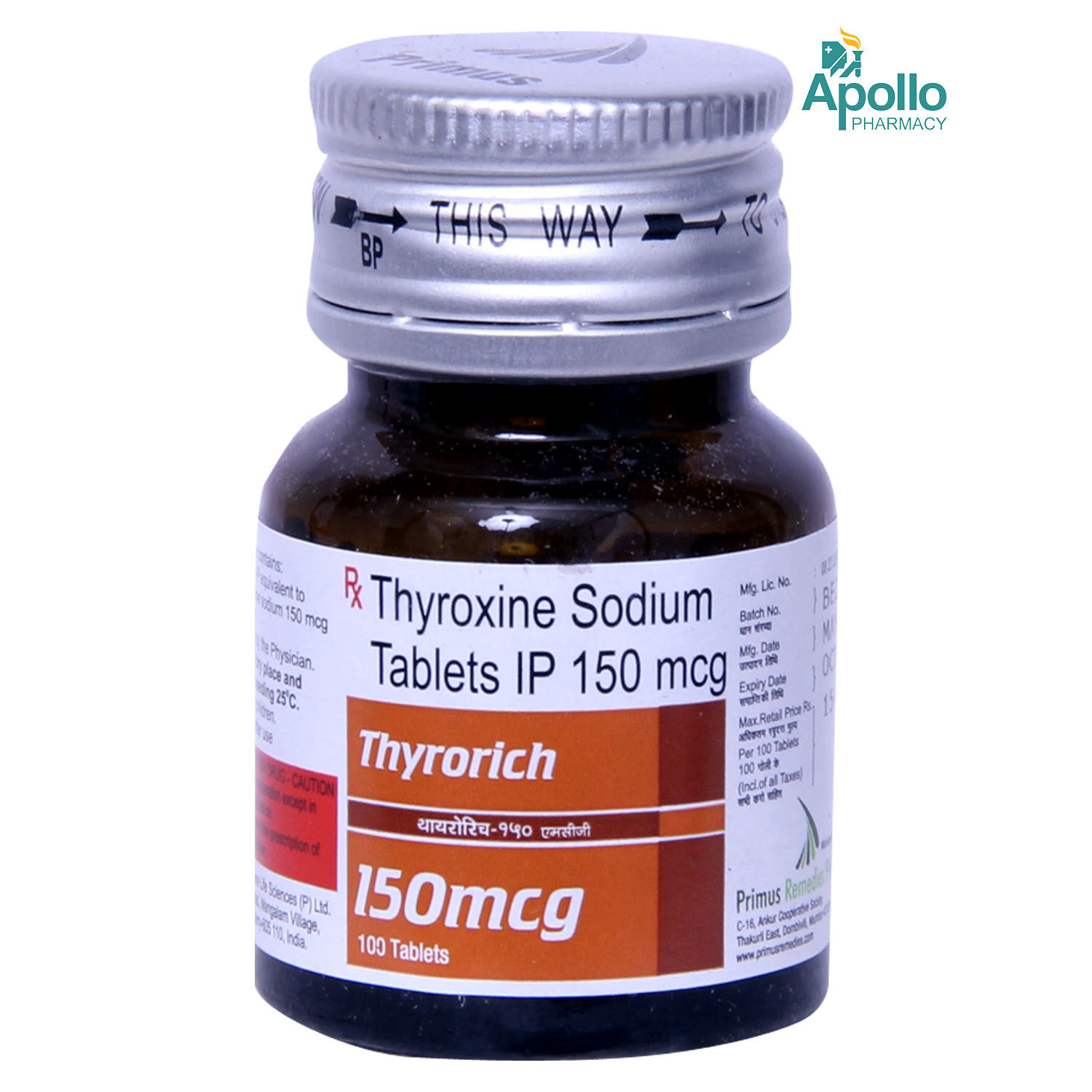Thyrorich 150 mcg Tablet 100's Price, Uses, Side Effects, Composition ...