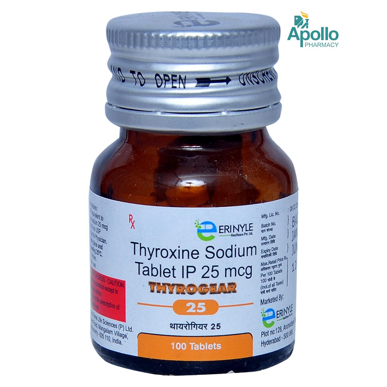 THYROGEAR 25MCG TABLET 100'S Price, Uses, Side Effects, Composition ...