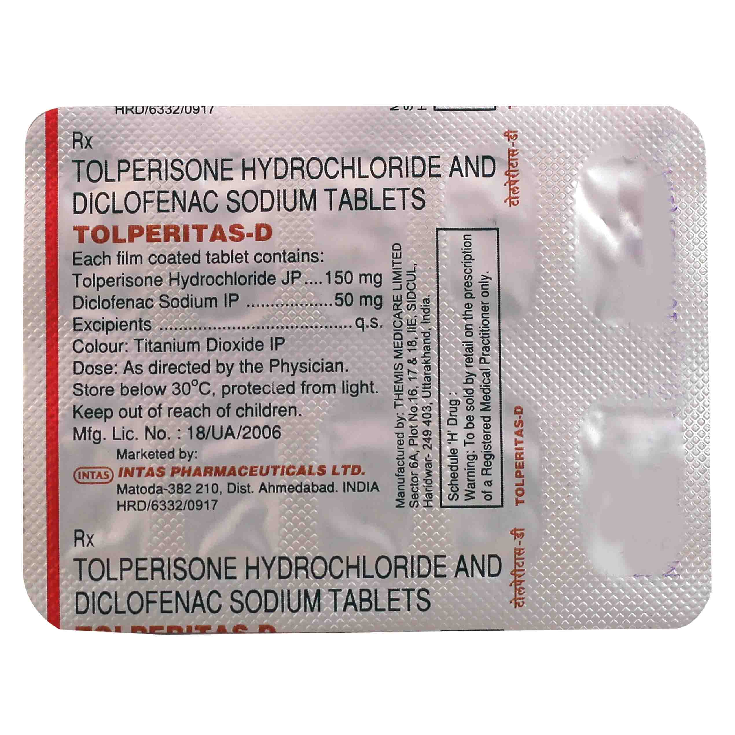 Tolperitas D Tablet 10's Price, Uses, Side Effects, Composition ...