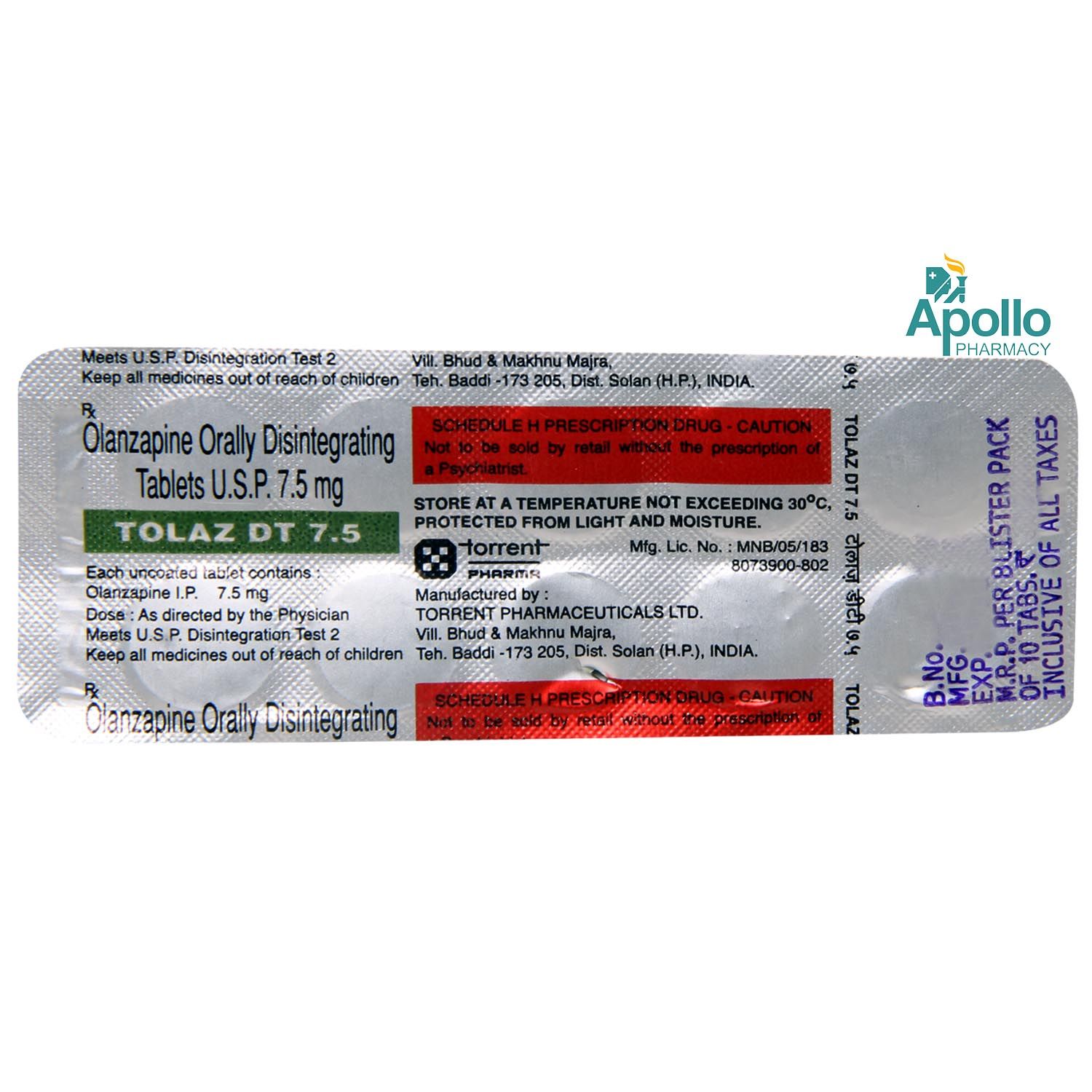 TOLAZ DT 7.5MG TABLET 10'S Price, Uses, Side Effects, Composition ...