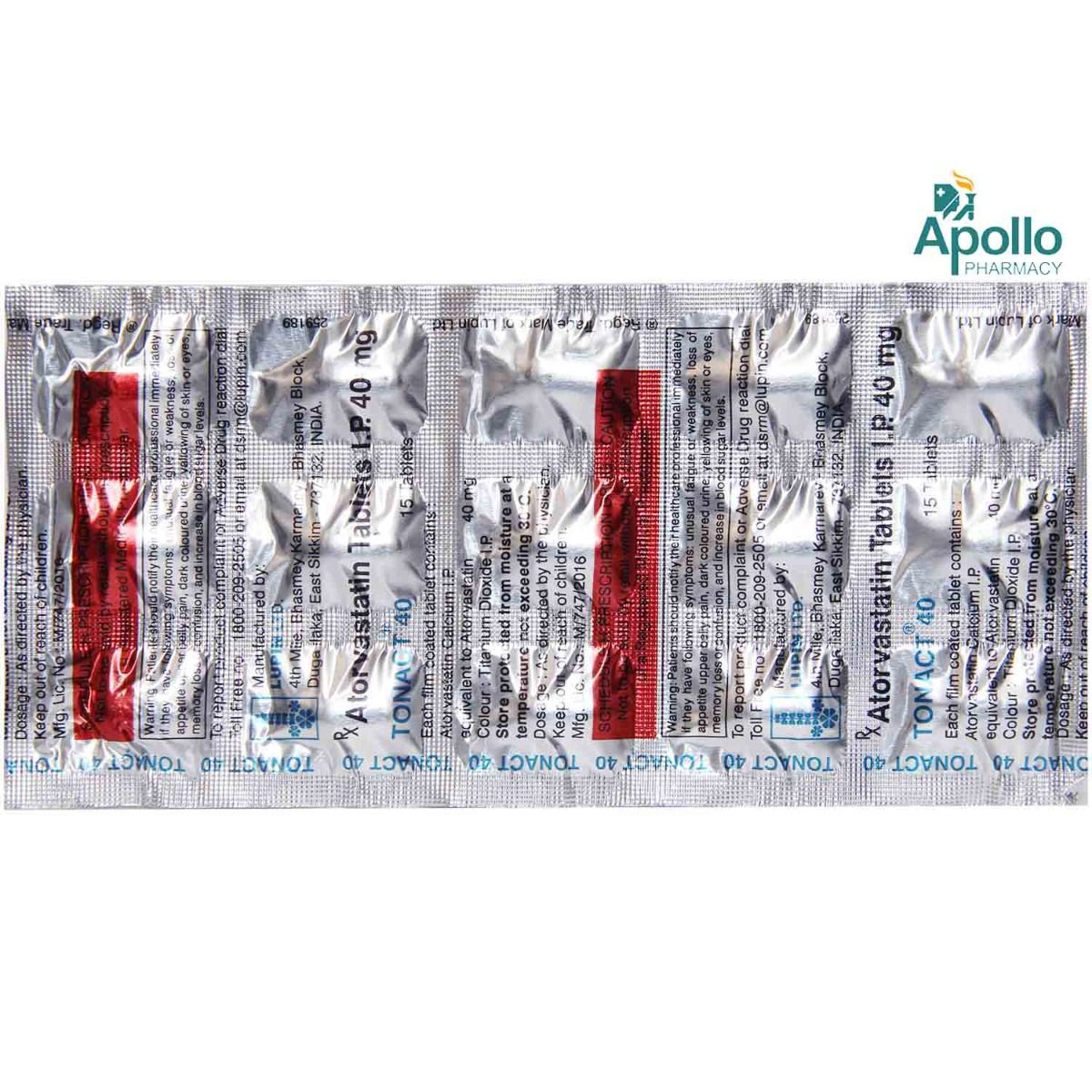 Tonact 40 Tablet 15's Price, Uses, Side Effects, Composition - Apollo ...