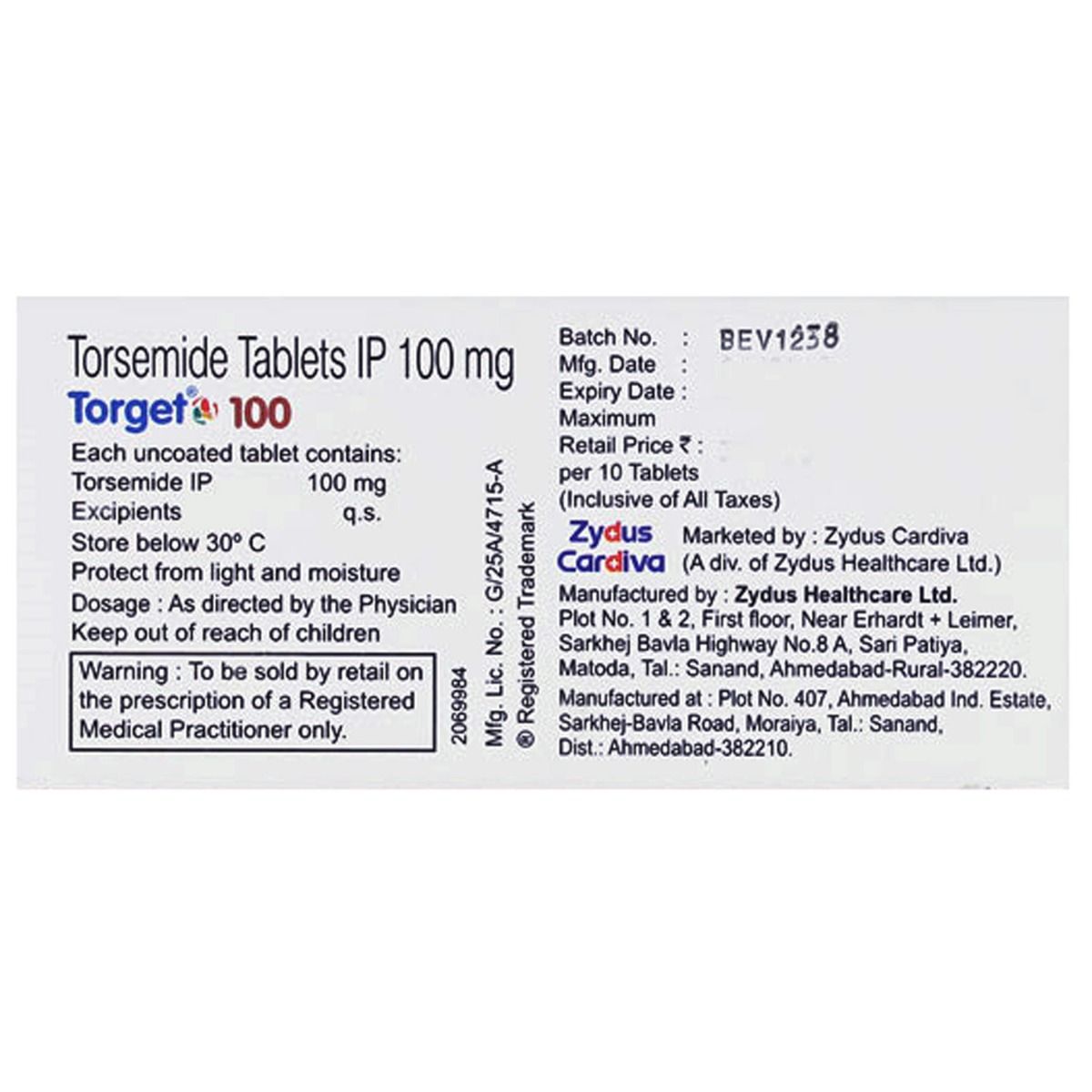 Torget 100 Tablet 10's Price, Uses, Side Effects, Composition - Apollo ...