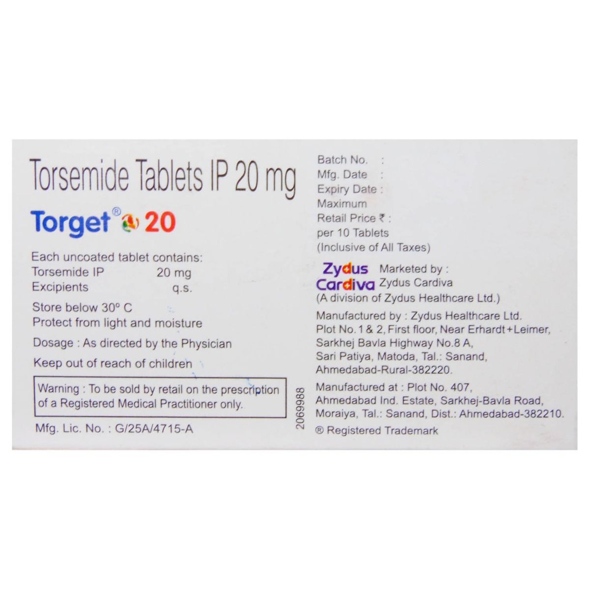 TORGET 20MG TABLET Price, Uses, Side Effects, Composition - Apollo Pharmacy