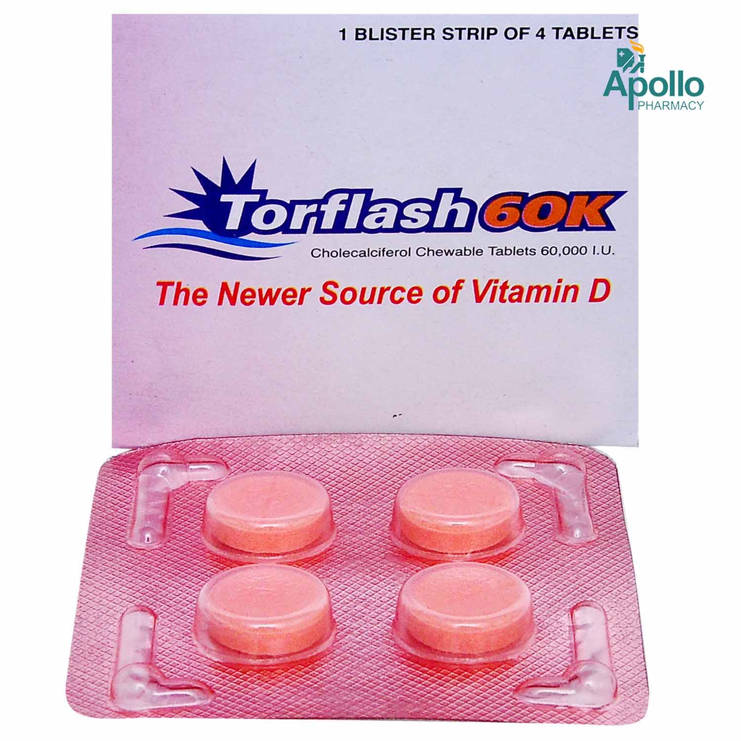 Torflash 60K Chewable Tablet 4's Price, Uses, Side Effects, Composition ...