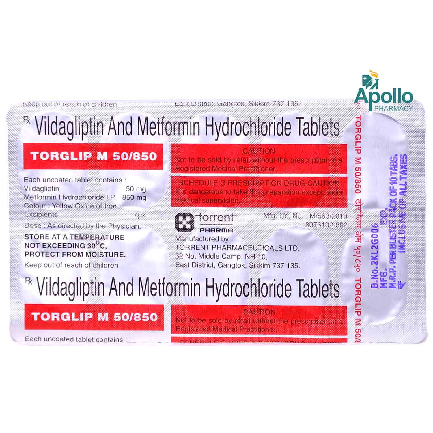 Torglip M 50/850 Tablet 10's Price, Uses, Side Effects, Composition ...