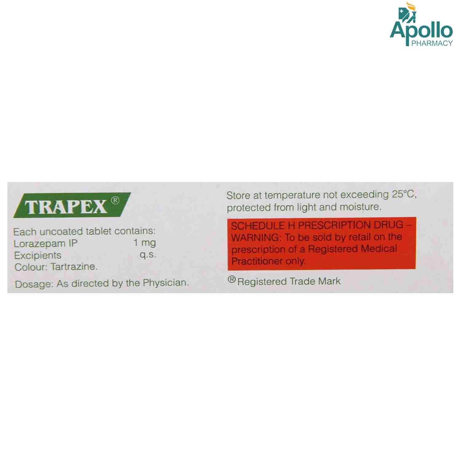 TRAPEX 1MG TABLET Price, Uses, Side Effects, Composition - Apollo Pharmacy