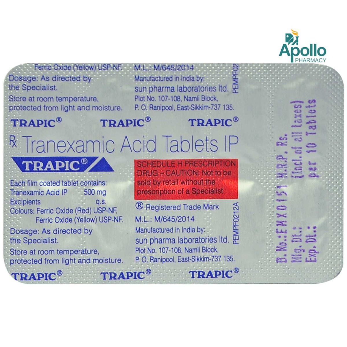 Trapic Tablet 10's Price, Uses, Side Effects, Composition - Apollo Pharmacy