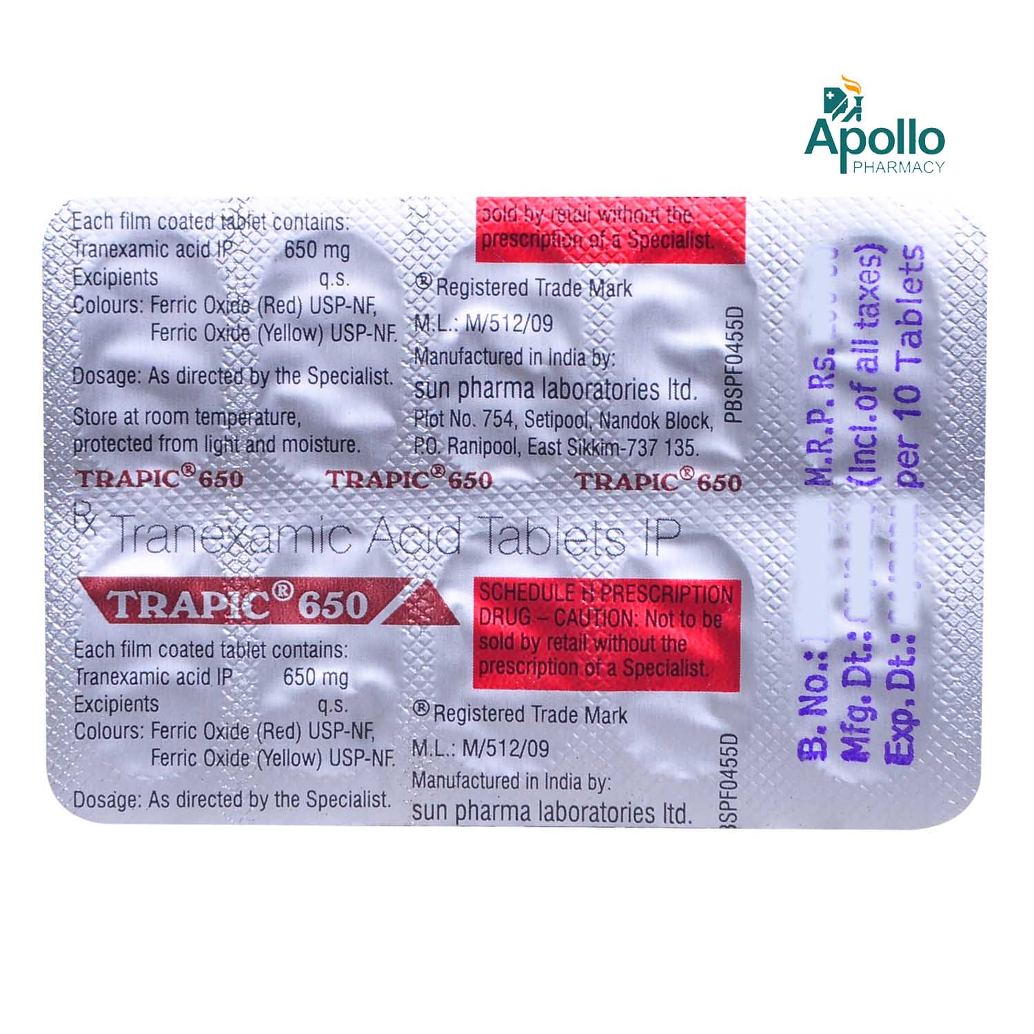 Trapic 650 Tablet 10's Price, Uses, Side Effects, Composition - Apollo ...