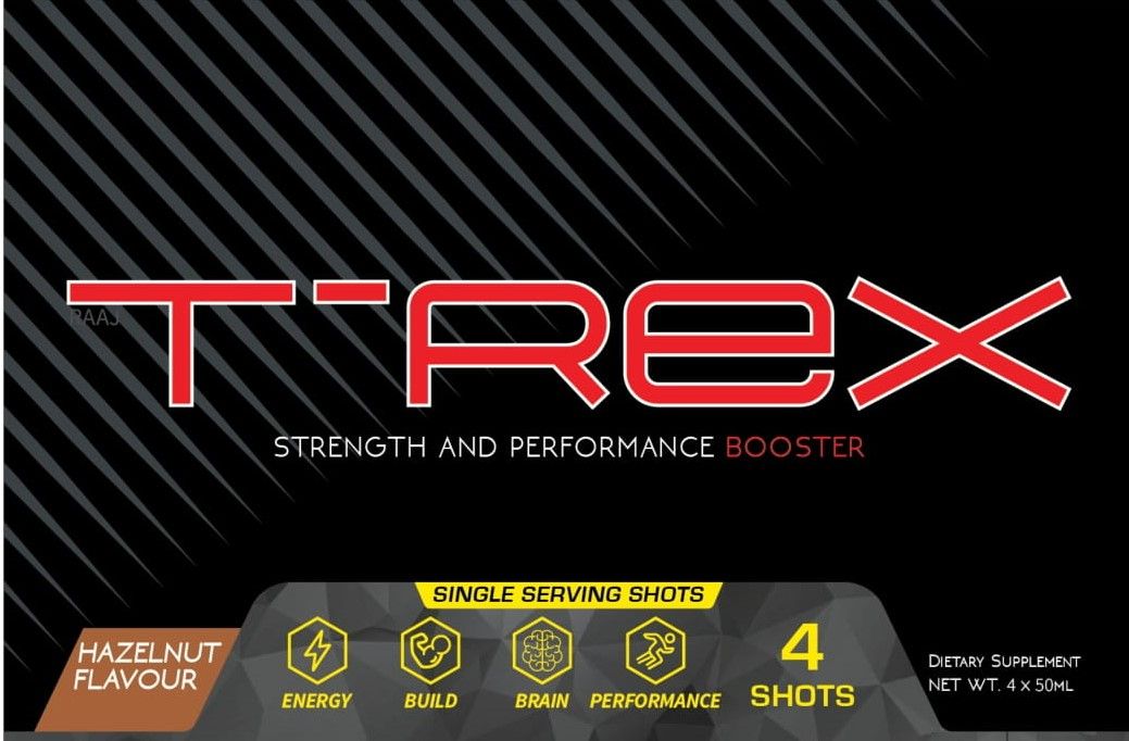 T-Rex Strength Booster & Performance Hazelnut Flavour, 200 ml (4x50 ml ...