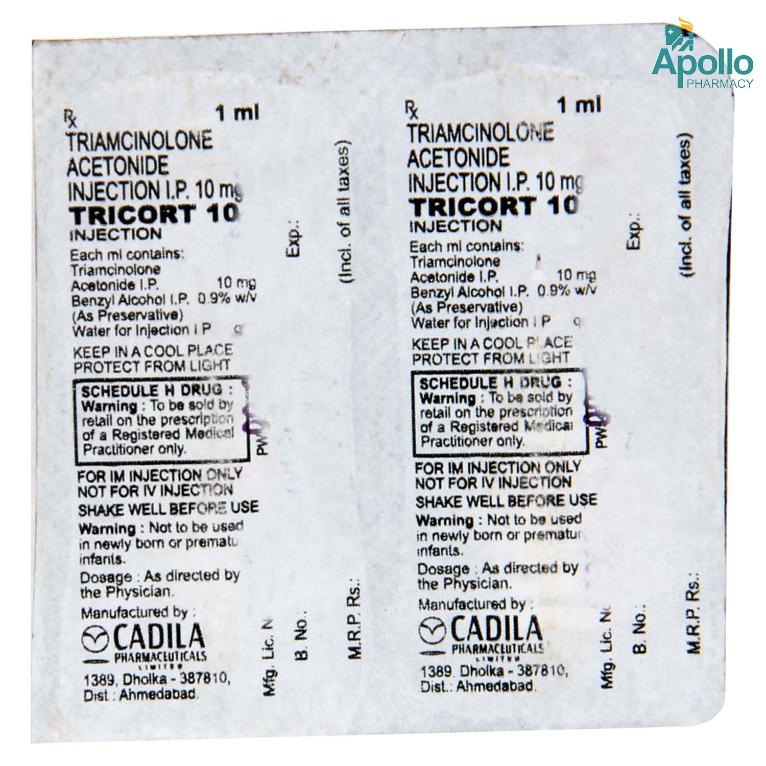 Tricort 10 mg Injection 1 ml Price, Uses, Side Effects, Composition ...