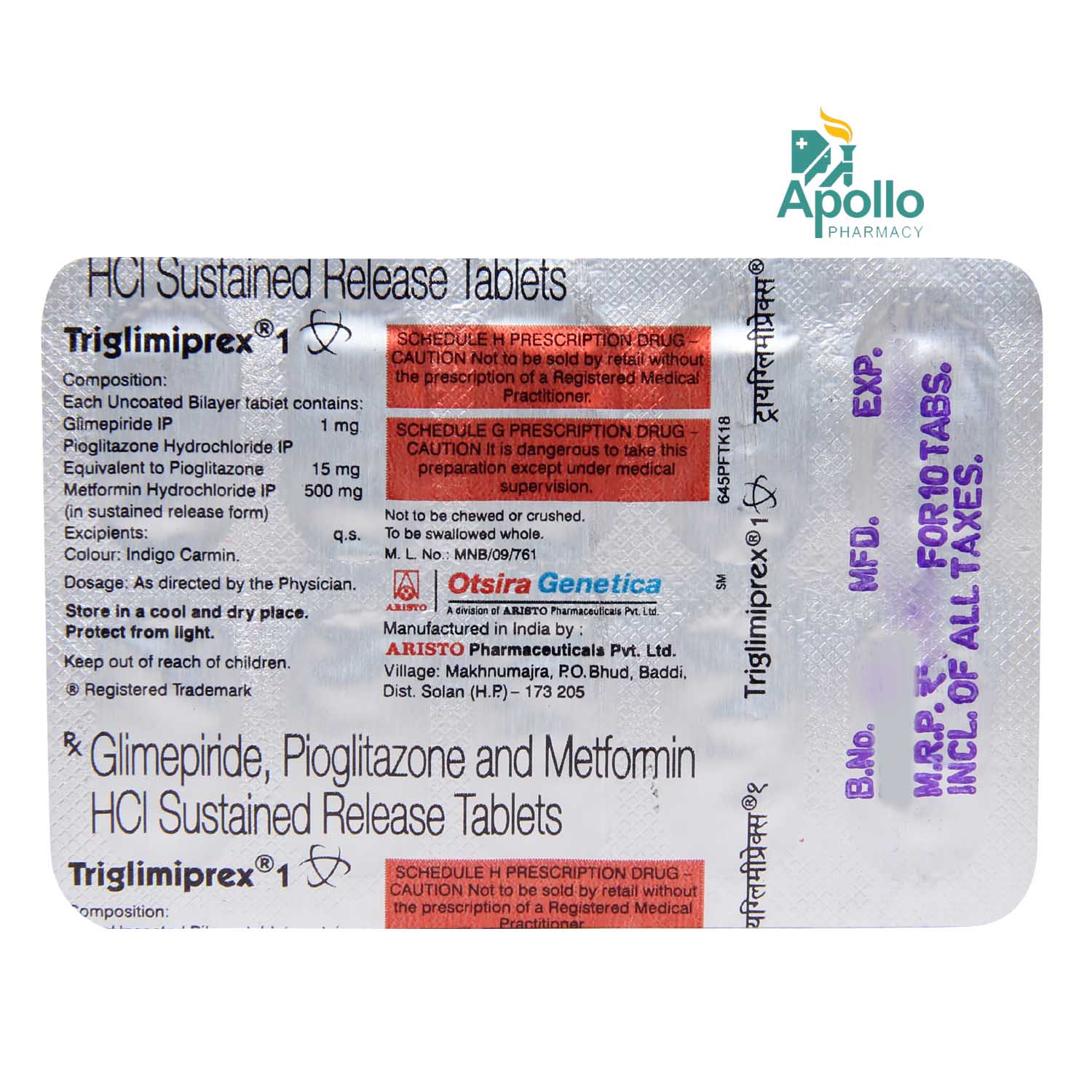 Triglimiprex 1 Tablet 10's Price, Uses, Side Effects, Composition ...