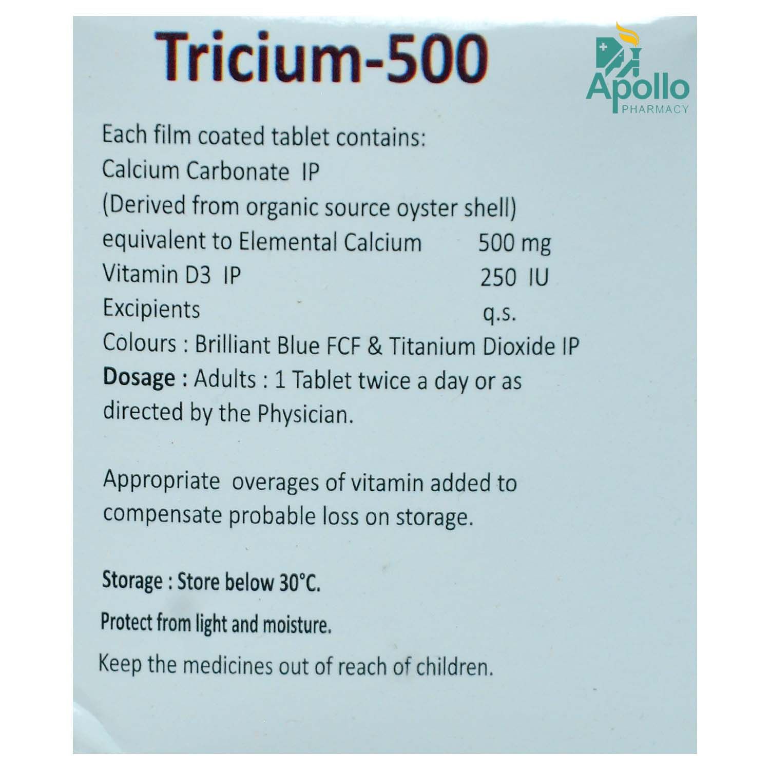 Tricium 500 Tablet 15's Price, Uses, Side Effects, Composition - Apollo ...