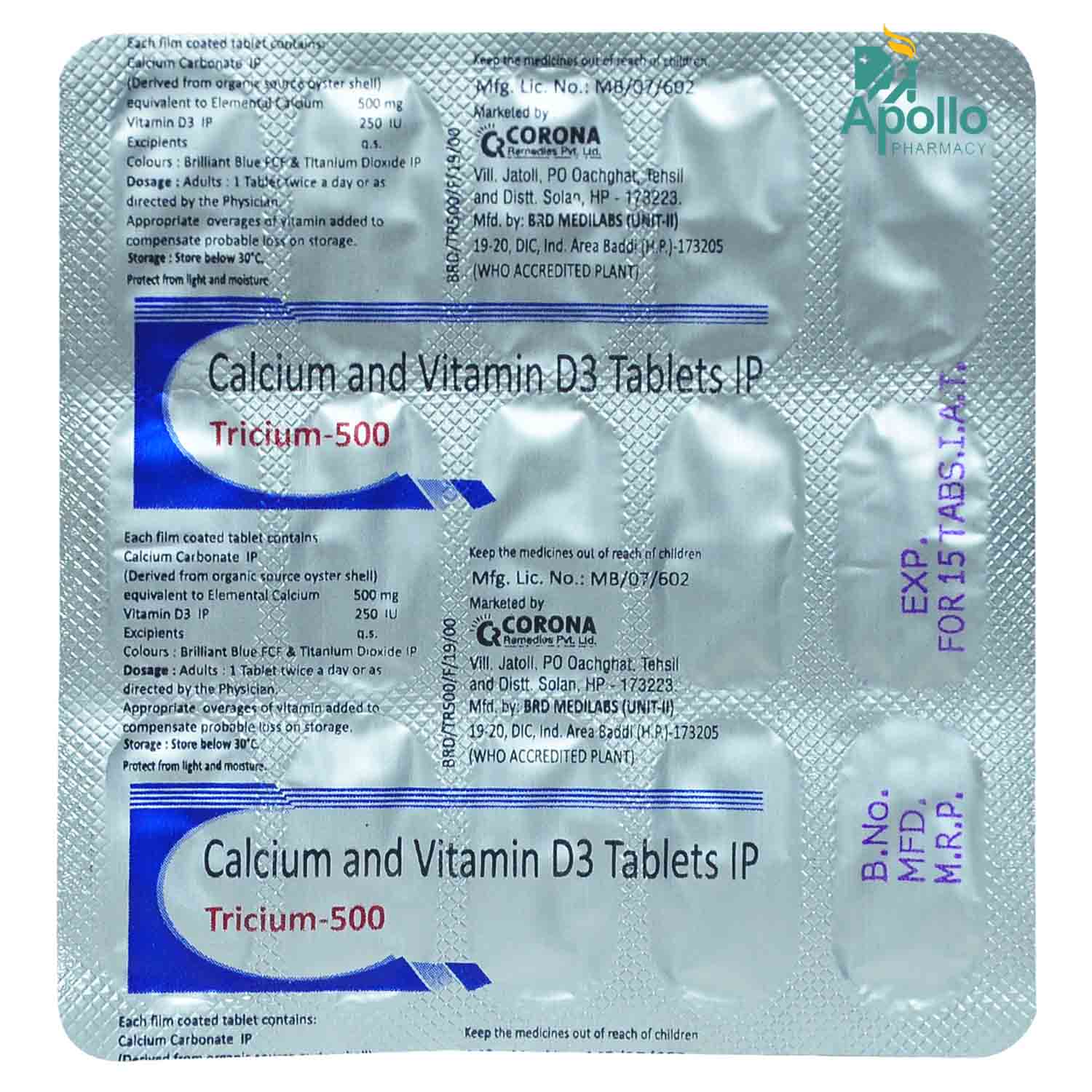 Tricium 500 Tablet 15's Price, Uses, Side Effects, Composition - Apollo ...