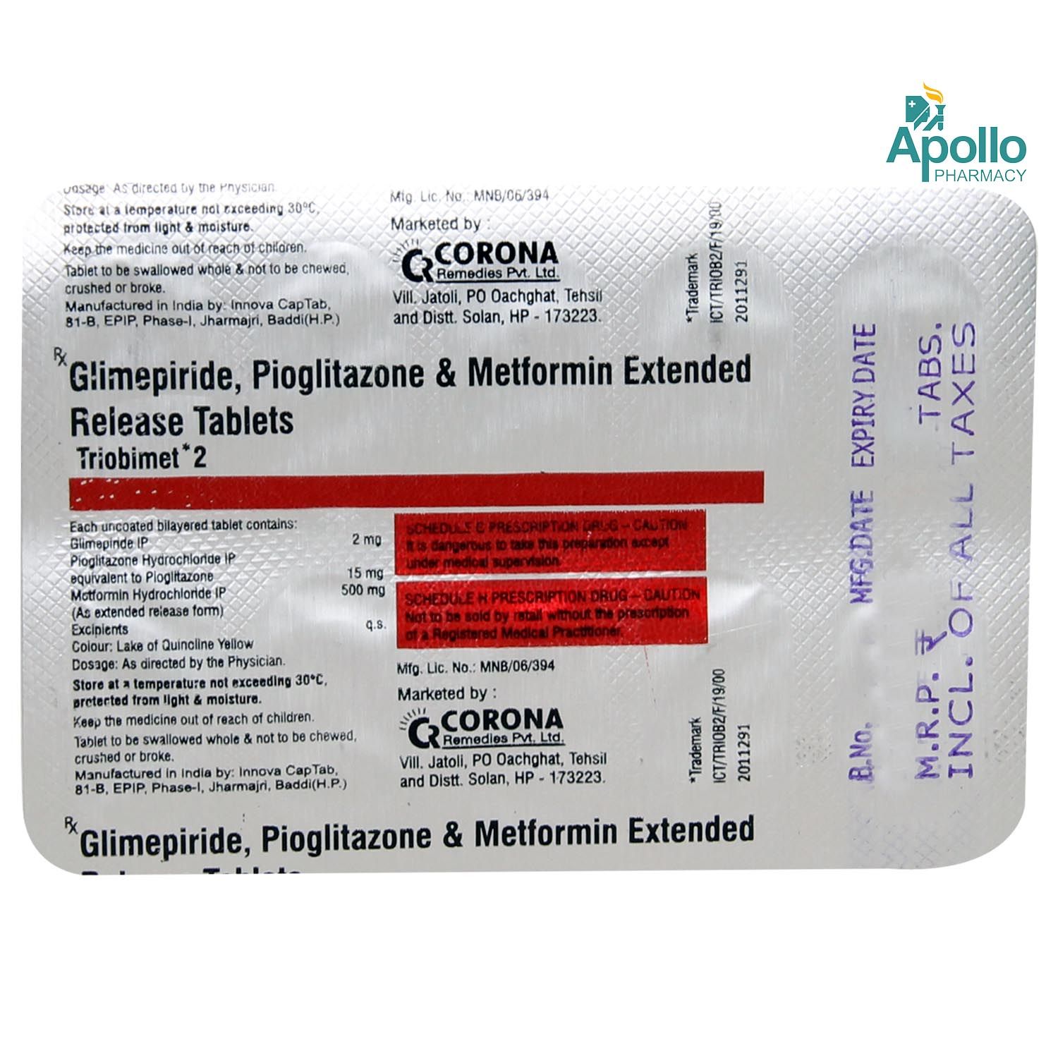 Triobimet 2 Tablet 10's Price, Uses, Side Effects, Composition - Apollo ...