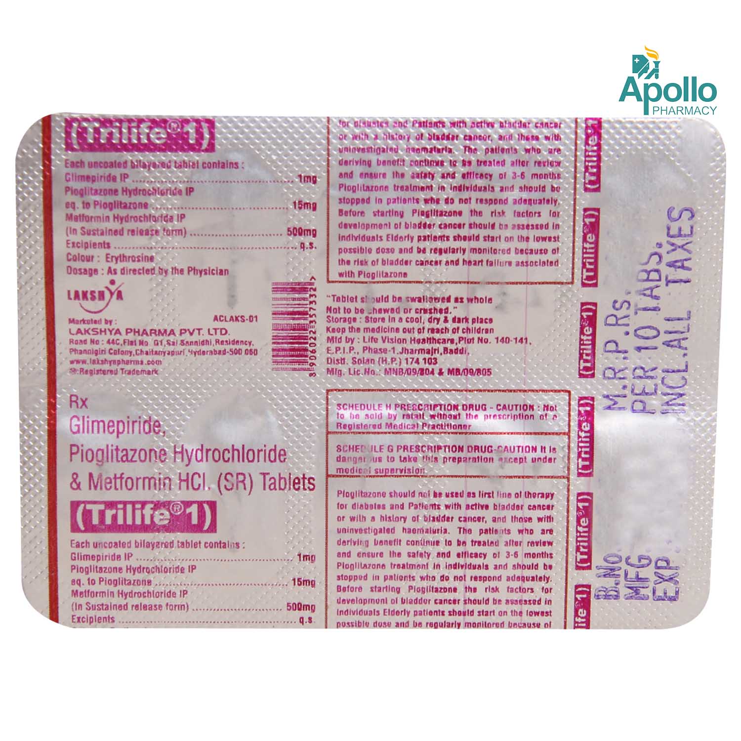 TRILIFE 1MG TABLET Price, Uses, Side Effects, Composition - Apollo Pharmacy