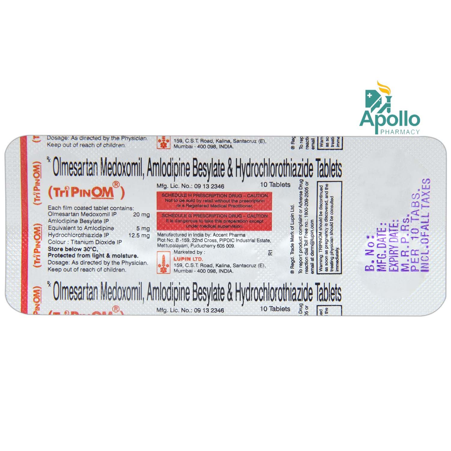 Tri Pin Om Tablet 10's Price, Uses, Side Effects, Composition - Apollo ...