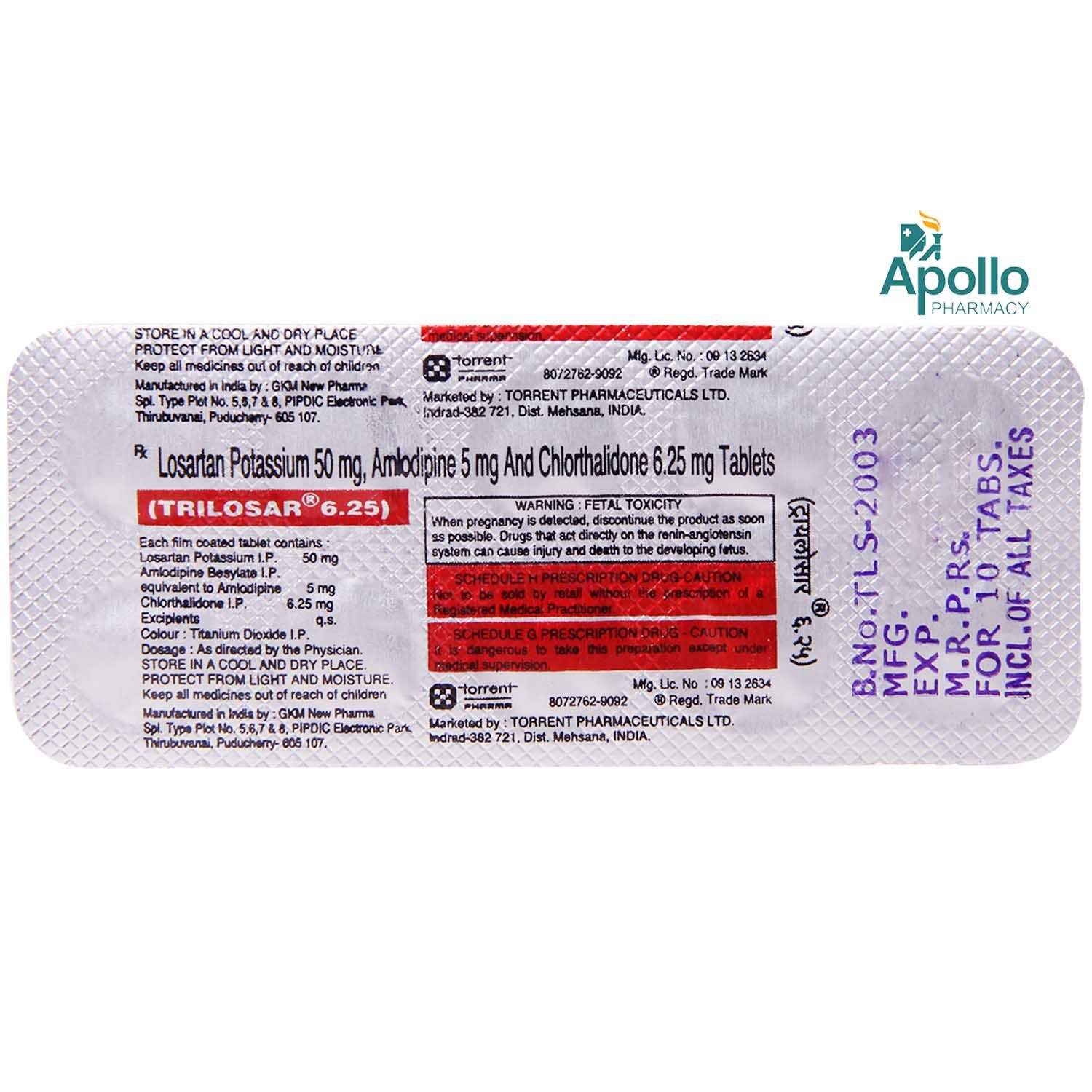 TRILOSAR 6.25MG TABLET Price, Uses, Side Effects, Composition - Apollo ...