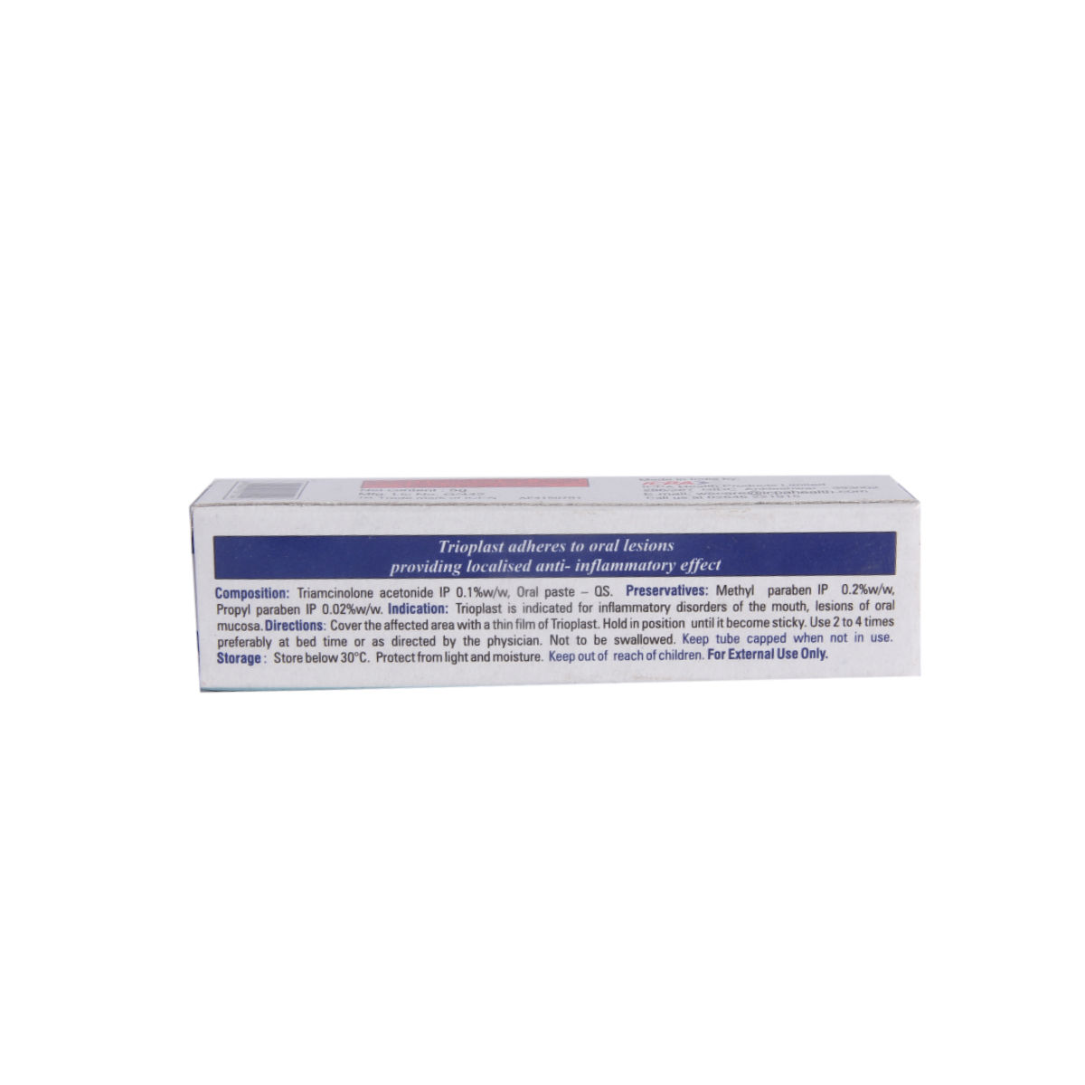 Trioplast Dental Paste 5gm Price, Uses, Side Effects, Composition ...