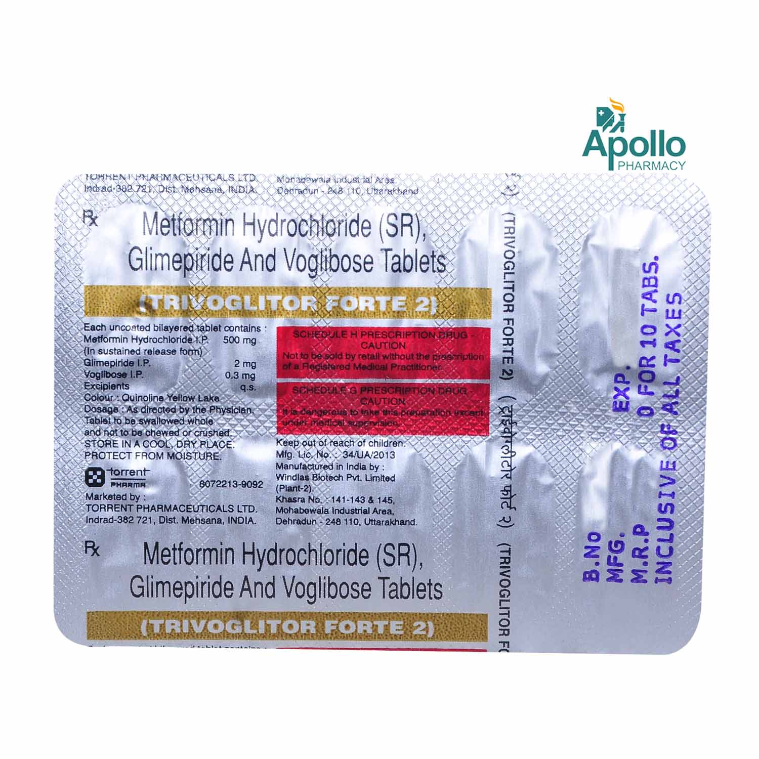 Trivoglitor Forte 2 Tablet 10's Price, Uses, Side Effects, Composition ...