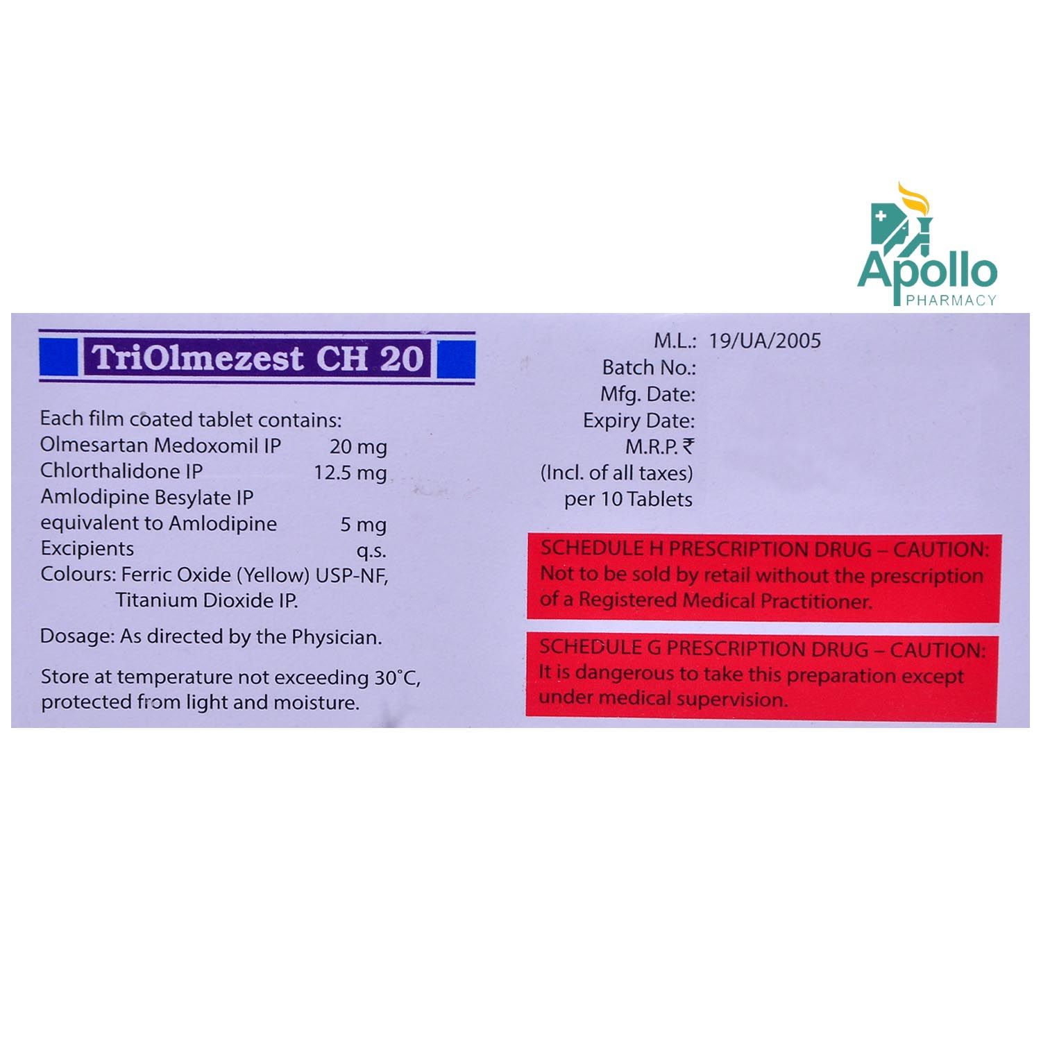 Triolmezest CH 20 Tablet 10's Price, Uses, Side Effects, Composition ...