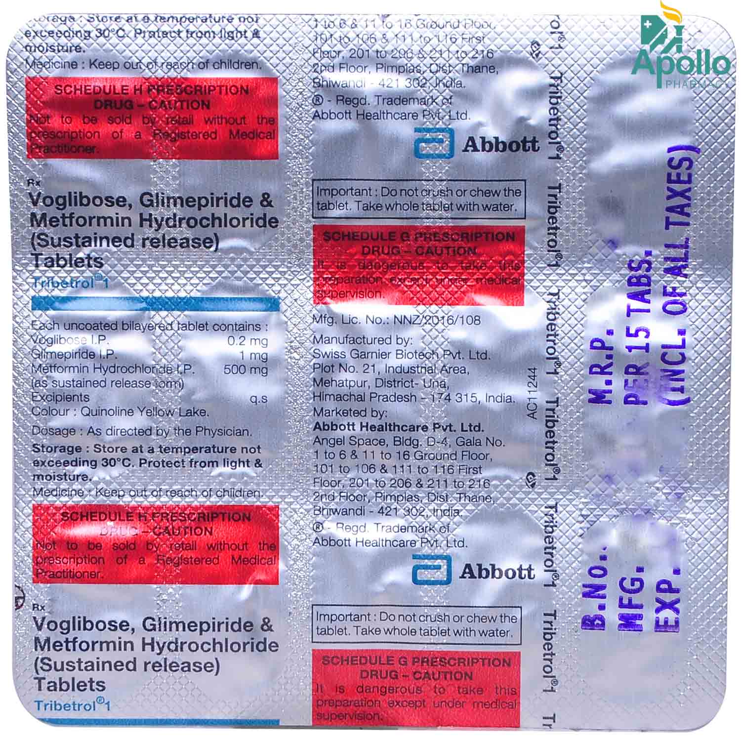 Tribetrol 1 Tablet 15's Price, Uses, Side Effects, Composition - Apollo ...