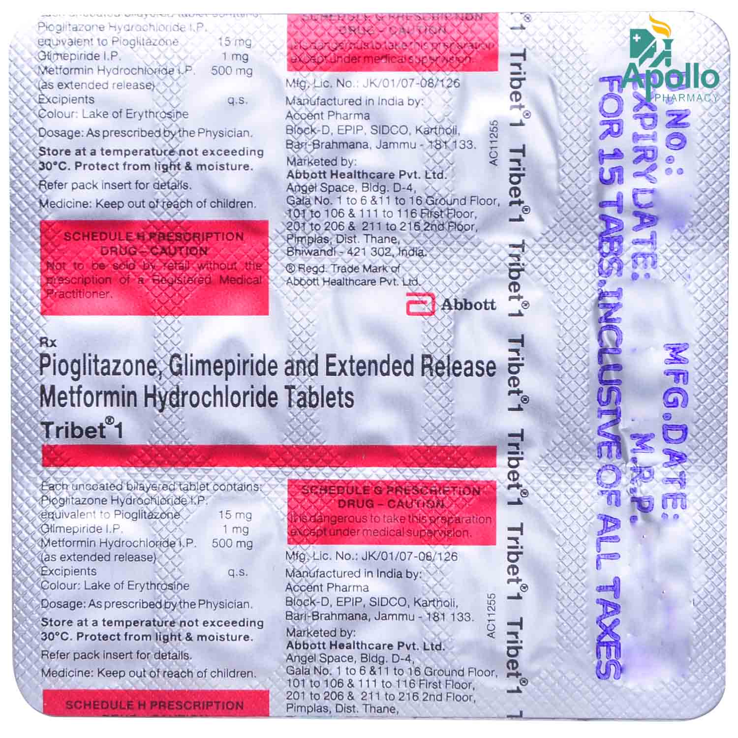 Tribet 1 Tablet 15's Price, Uses, Side Effects, Composition - Apollo ...