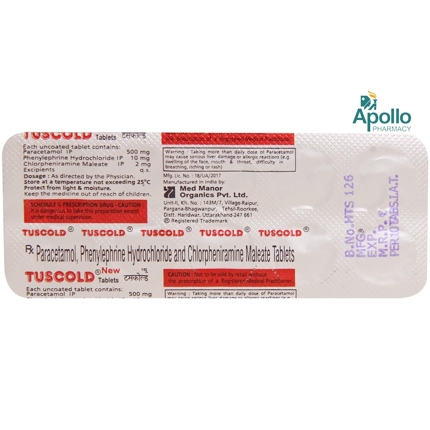 TUSCOLD TABLET 10'S Price, Uses, Side Effects, Composition - Apollo ...