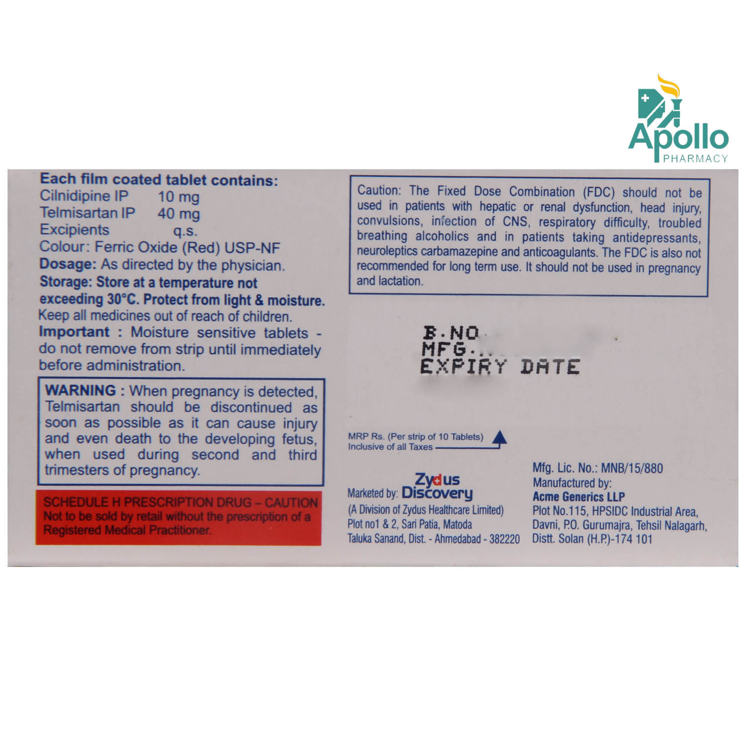TwinTel 40 Tablet 10's Price, Uses, Side Effects, Composition - Apollo ...