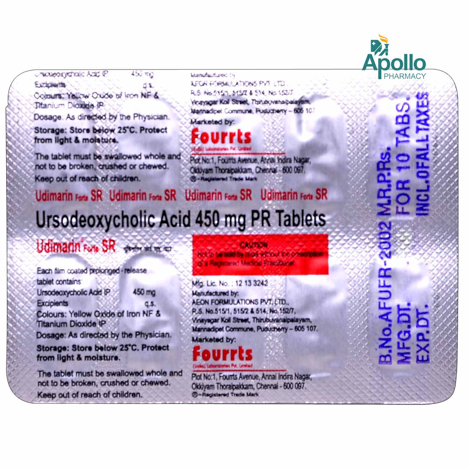 Udimarin Forte SR 450 Tablet 10's Price, Uses, Side Effects ...