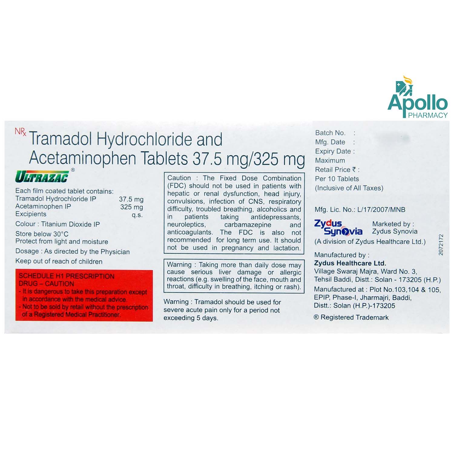ULTRAZAC 325MG TABLET Price, Uses, Side Effects, Composition - Apollo ...