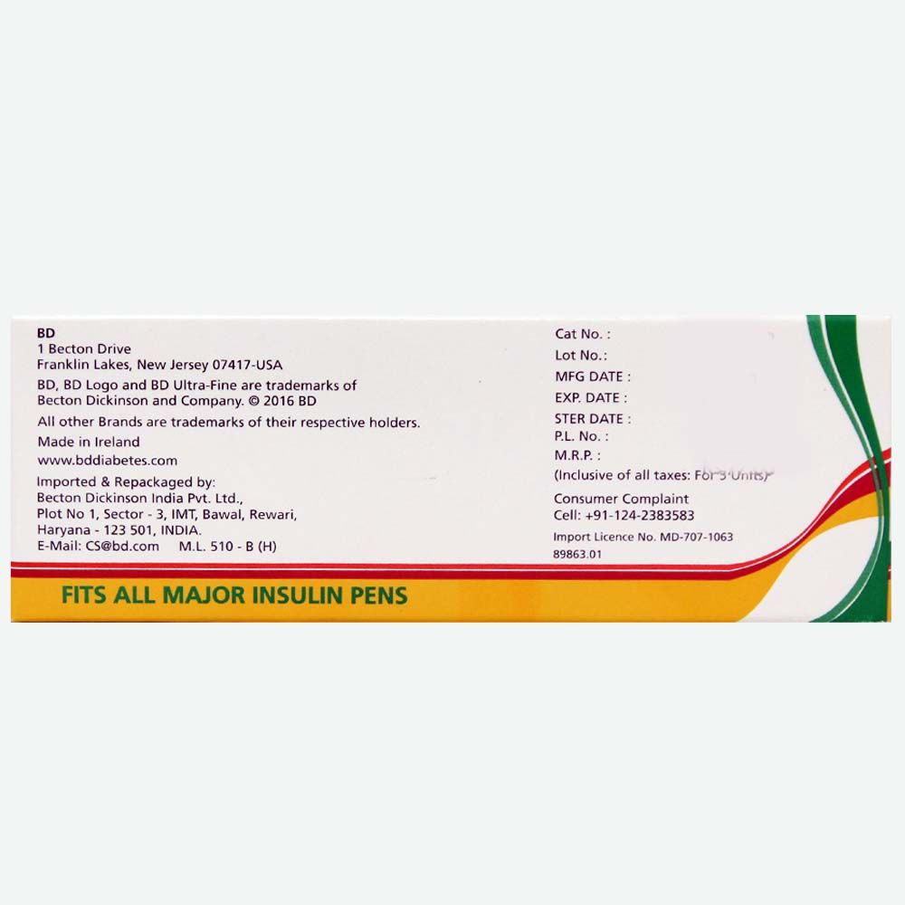 BD Ultra-Fine III Mini Pen Needles 4MM 32G, 5 Count Price, Uses, Side ...