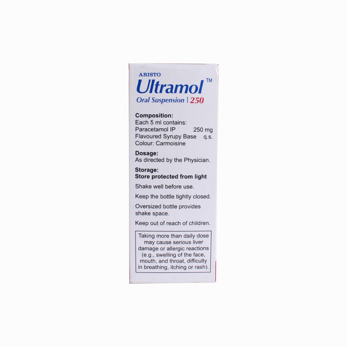Ultramol 250 Paediatric Oral Suspension 60 ml Price, Uses, Side Effects ...