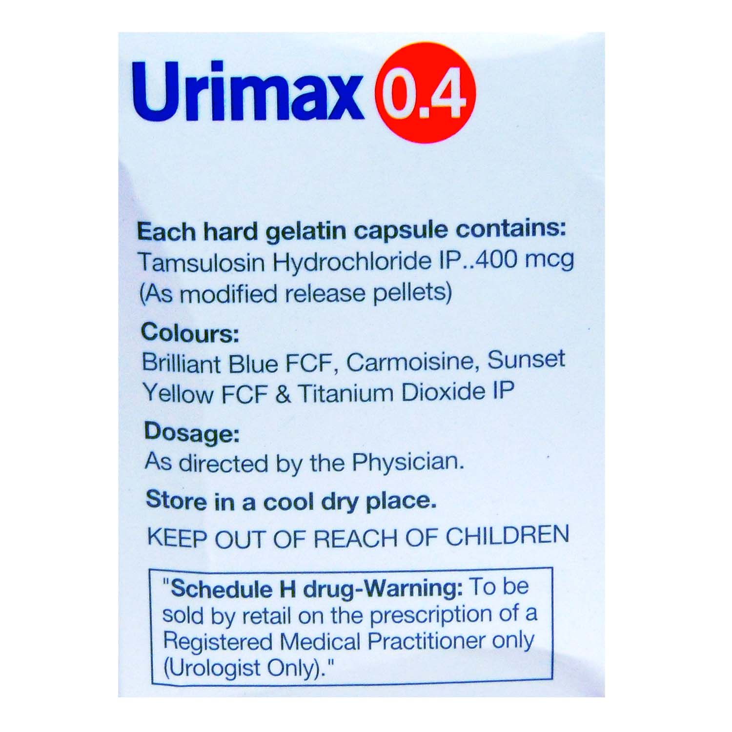 Urimax 0.4 Capsule 30's Price, Uses, Side Effects, Composition - Apollo ...
