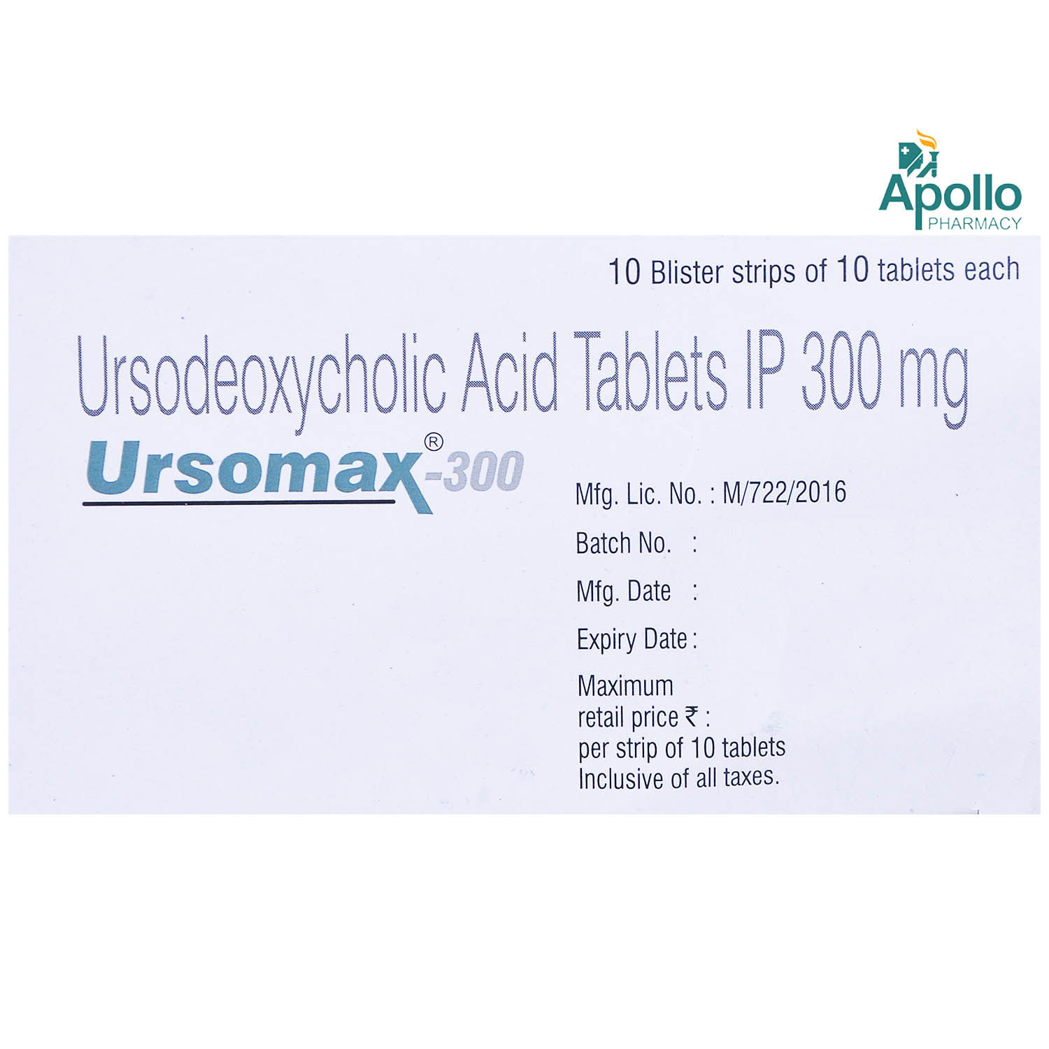 Ursomax-300 Tablet 10's Price, Uses, Side Effects, Composition - Apollo ...