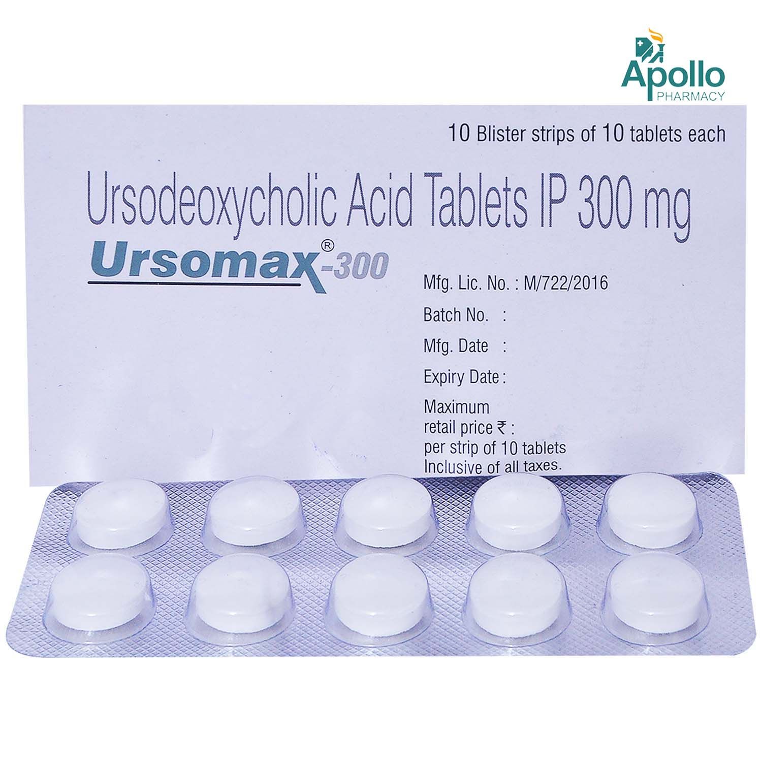 Ursomax-300 Tablet 10's Price, Uses, Side Effects, Composition - Apollo ...
