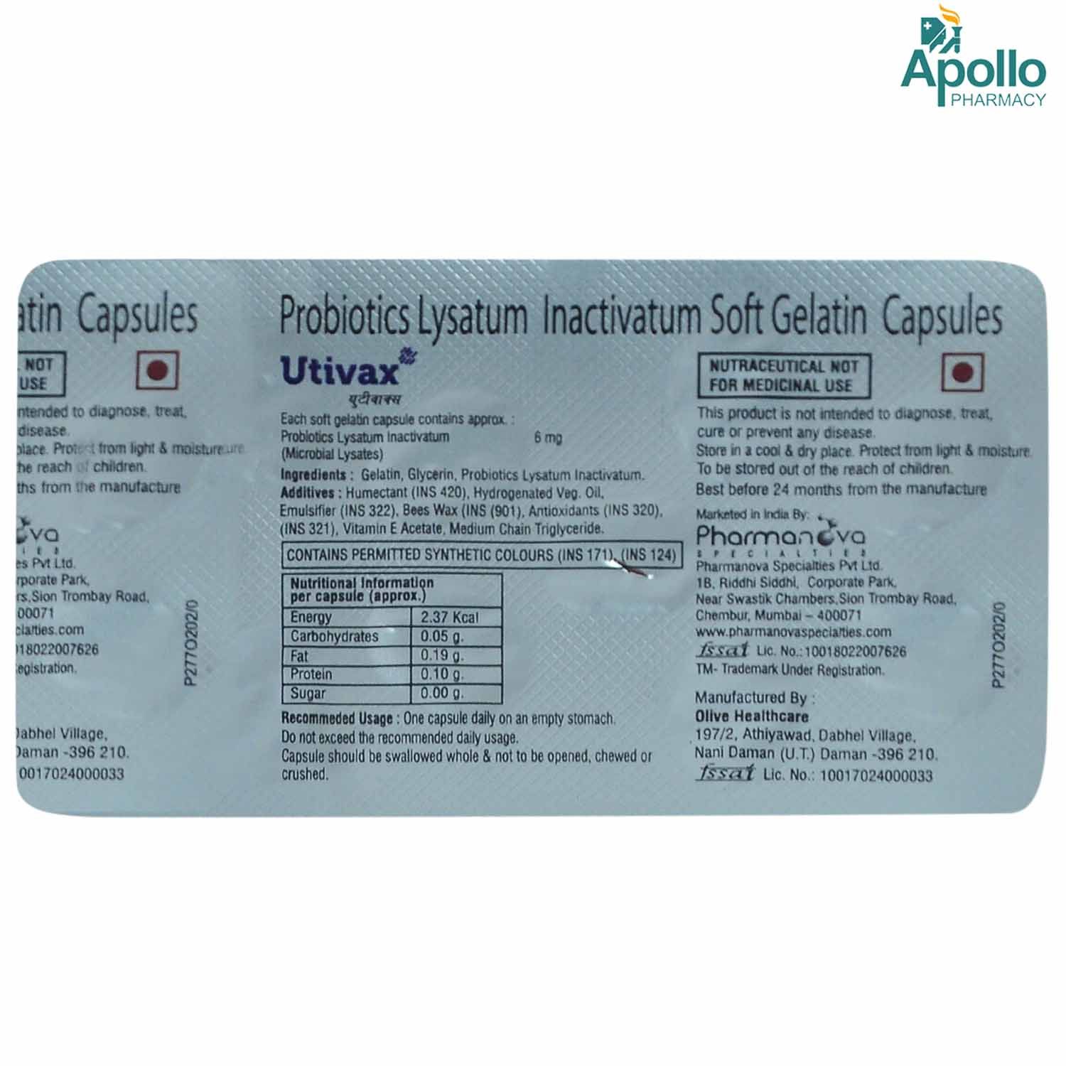 Utivax Capsule 10's Price, Uses, Side Effects, Composition - Apollo ...