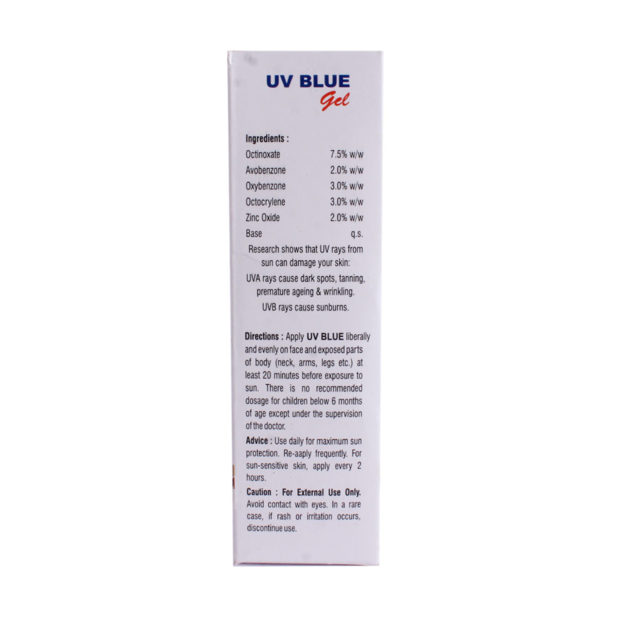 Uv Blue Spf40 Sunscreen 60ml Price, Uses, Side Effects, Composition ...