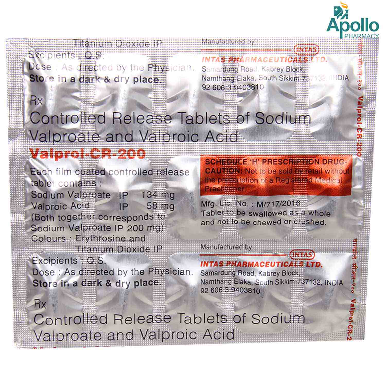 VALPROL CR EC 200MG TABLET Price, Uses, Side Effects, Composition ...
